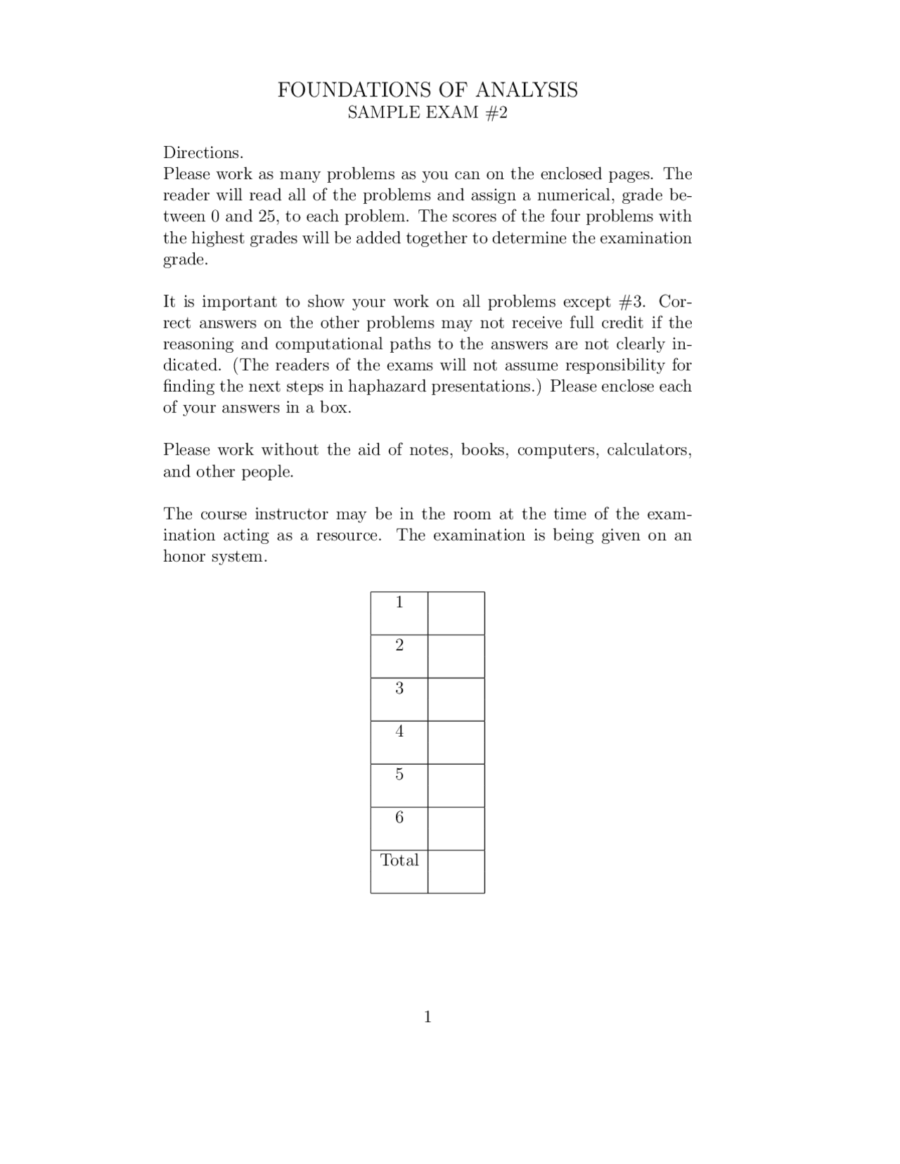 Sample Examination 2 Foundations Of Analysis Math 4090 Docsity