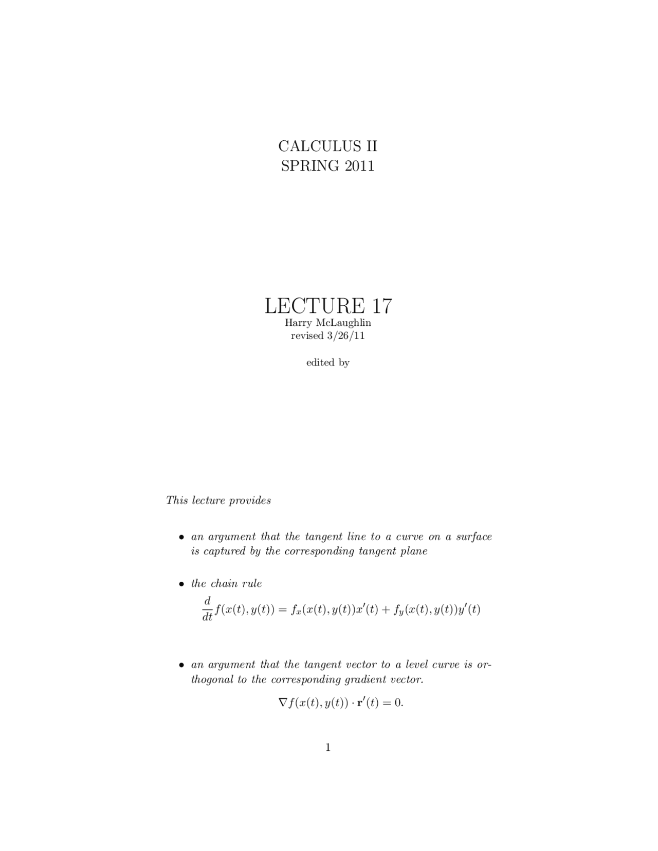 Lecture Slides On Surface And Level Curves Math 1020 Docsity