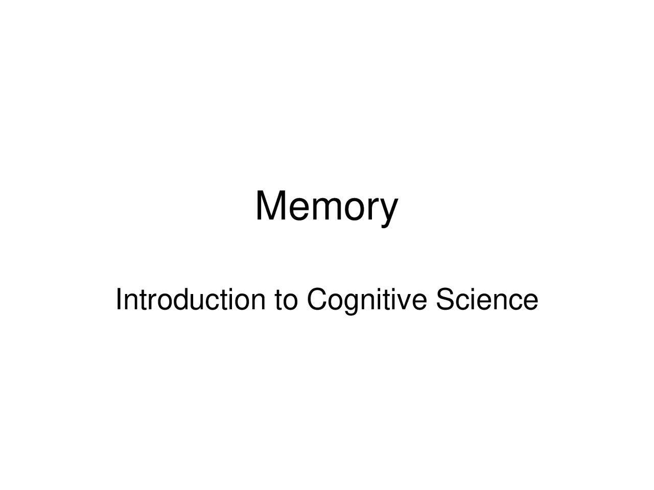 Notes On Memory Introduction To Cognitive Science Cogs 2120 Docsity