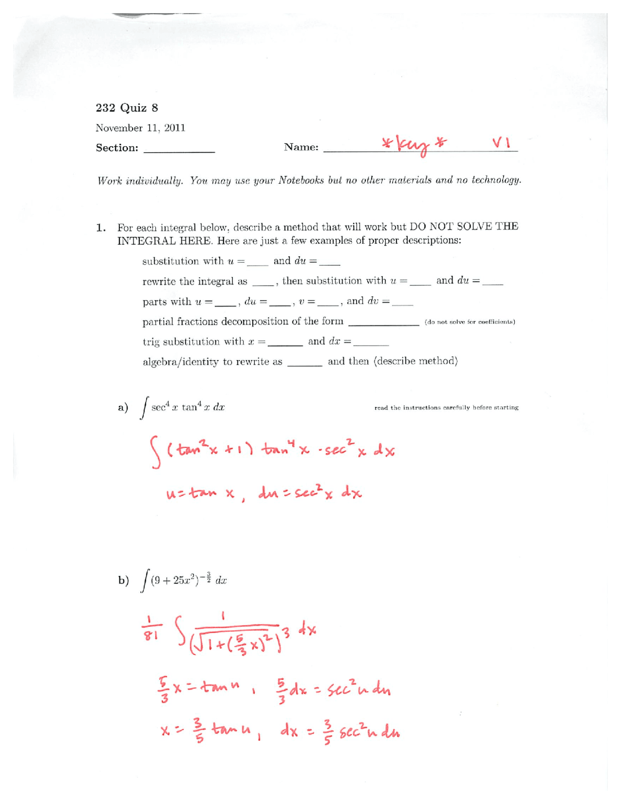 Solved Proper Description Methods of Calculus - Quiz 8 | MATH 232 - Docsity