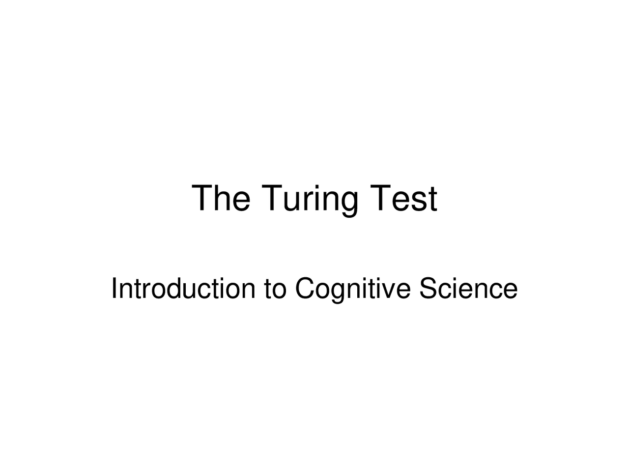 The Turing Test - Lecture Notes | COGS 2120 - Docsity