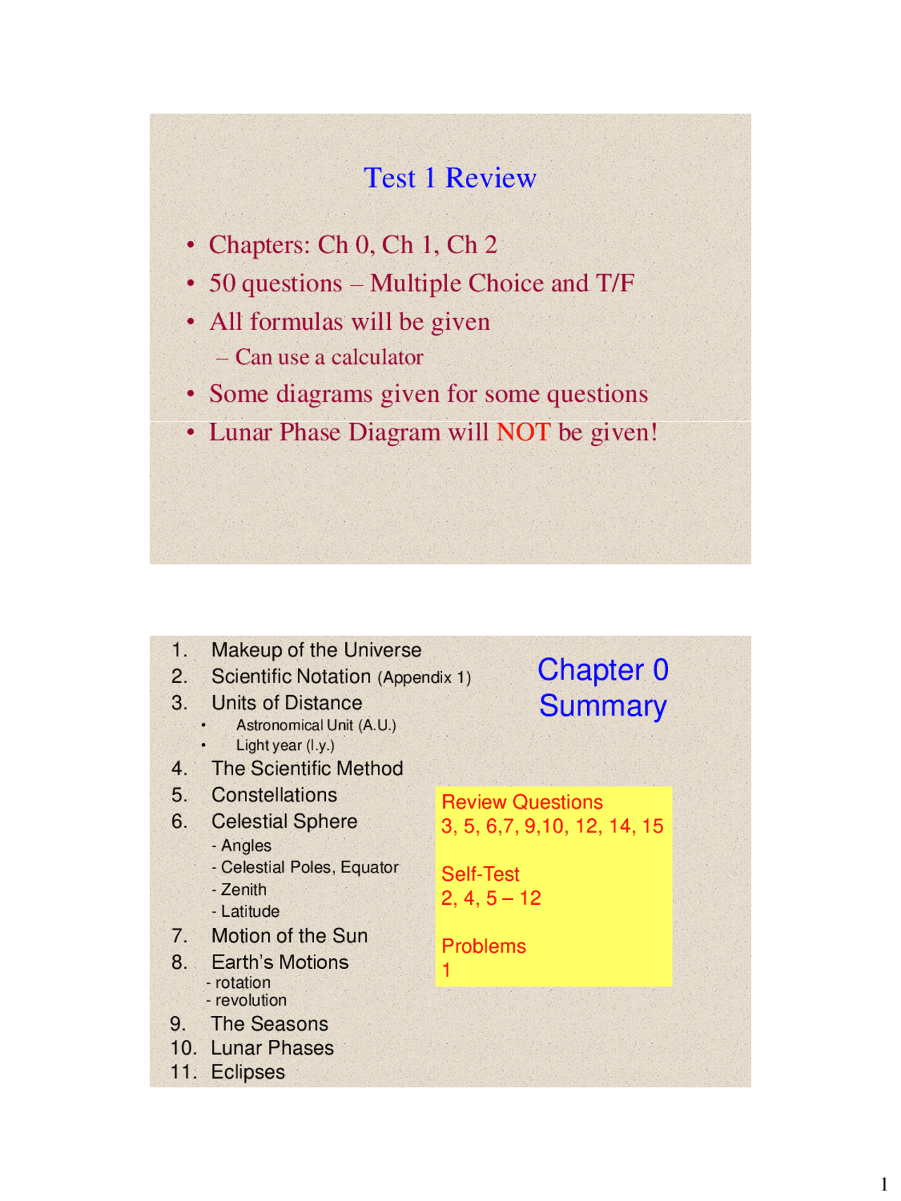 Astronomy: Scientific Method, Parallax - Lecture Slides | ASTR 1030 - Docsity