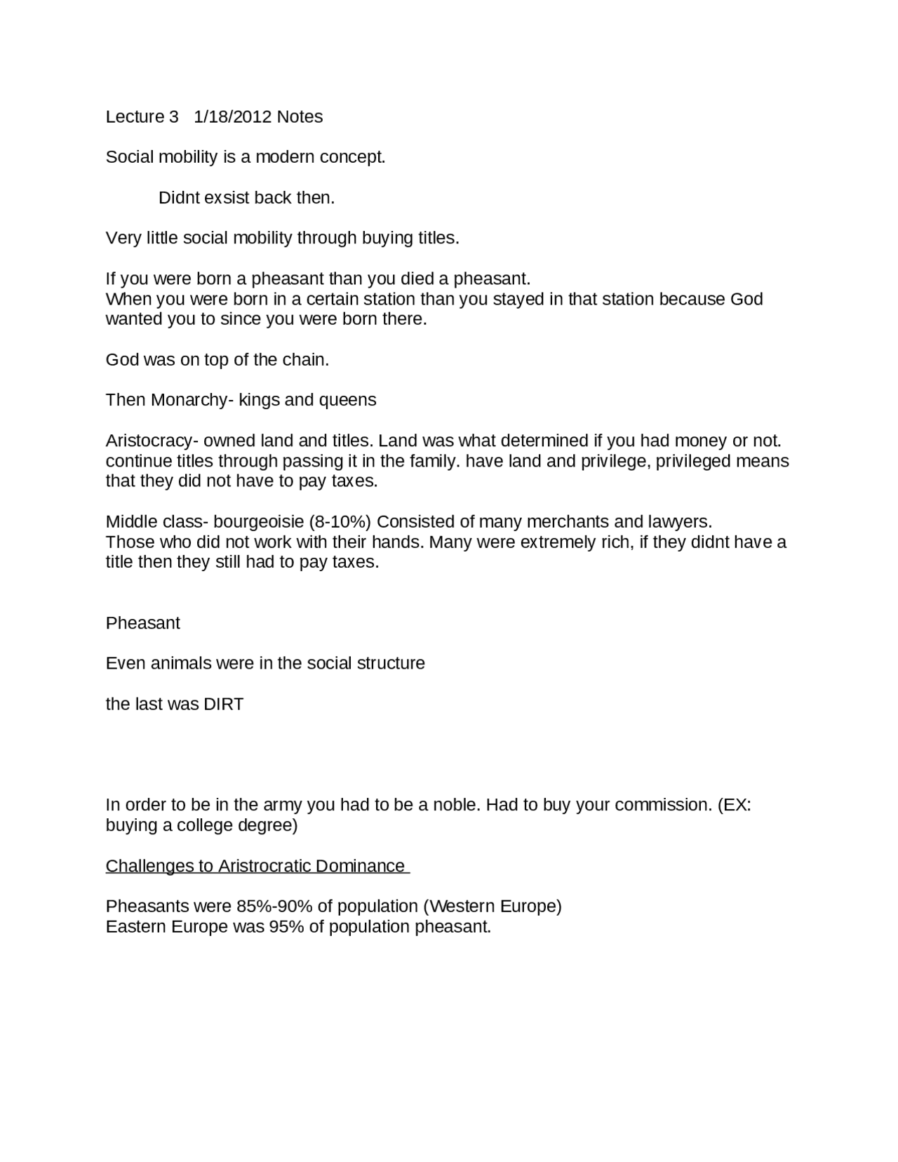 Lecture Notes On Social Mobility Is A Modern Concept Euh 2030 Docsity
