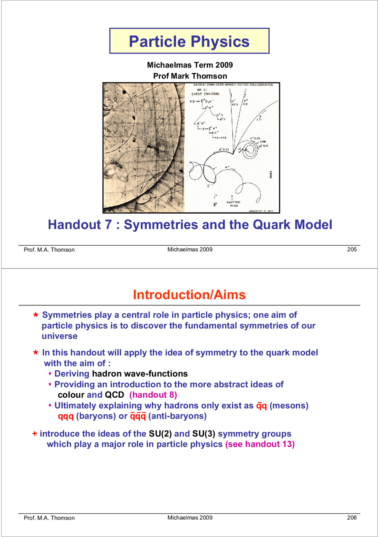 Particle Physics Part Iii Handout 07 2004 Physics Exercises Particle