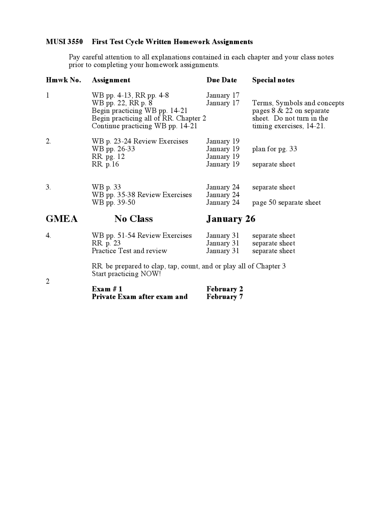 Homework 1 - Music Theory for Non Majors | MUSI 3550 - Docsity