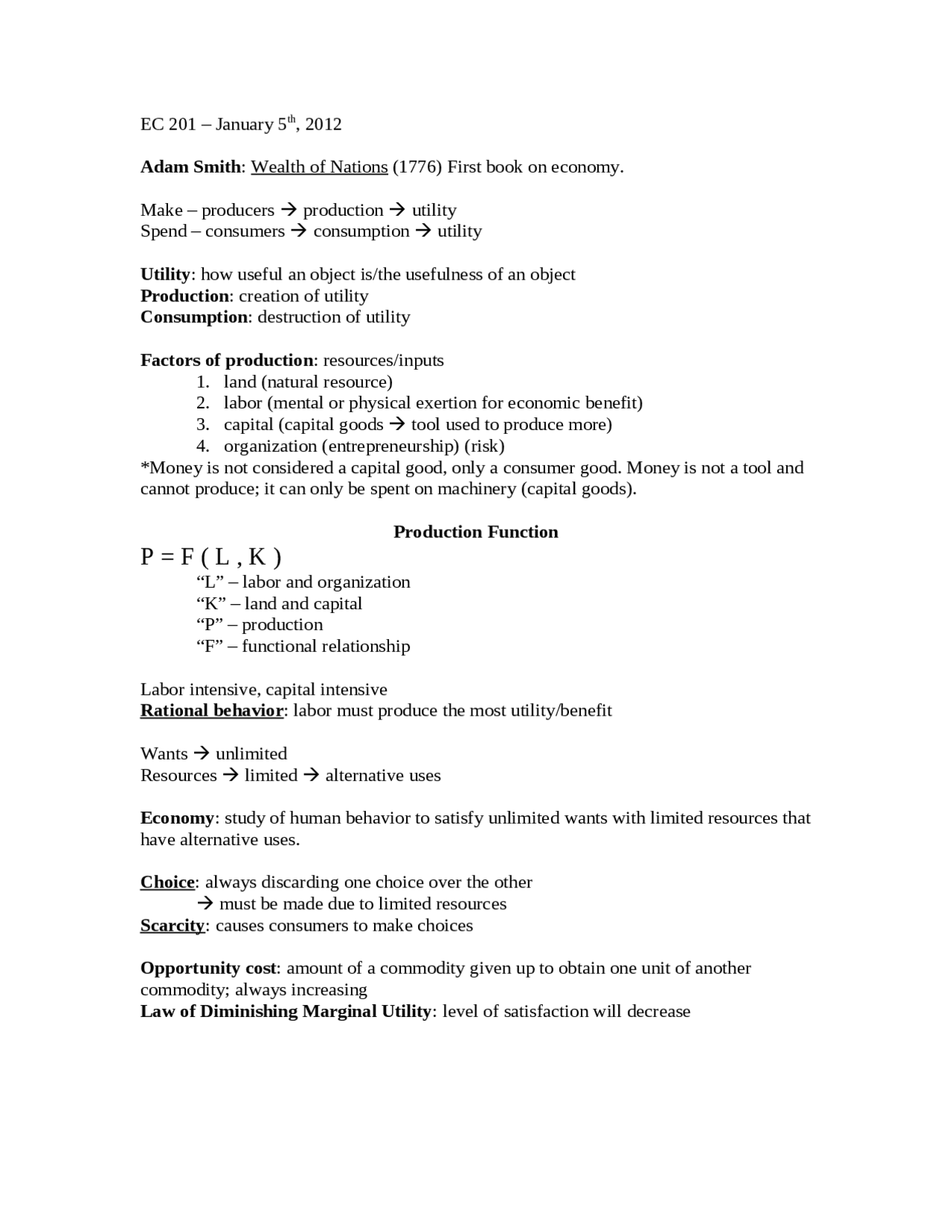 Wealth Of Nations The First Book On Economy Exam 1 Ec 201 Docsity
