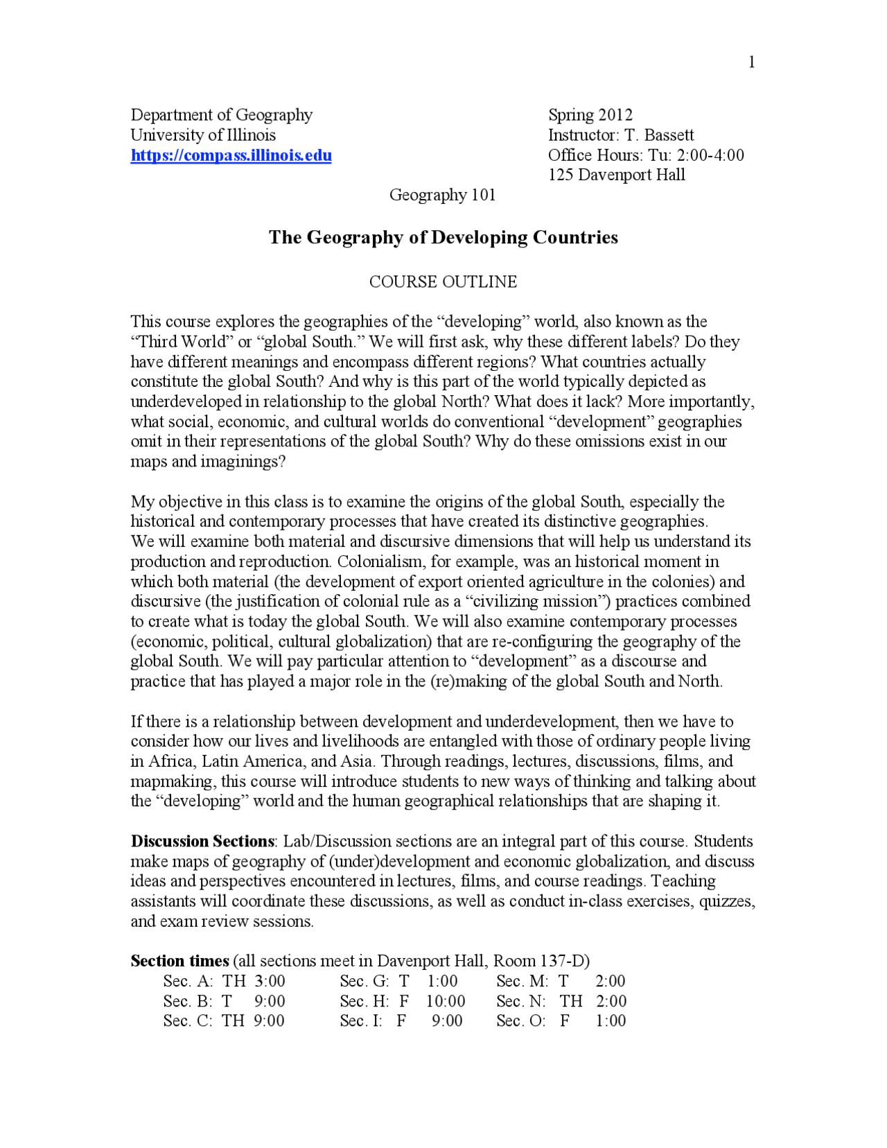 The Geography Of Developmental Countries Syllabus Geog 101 Docsity