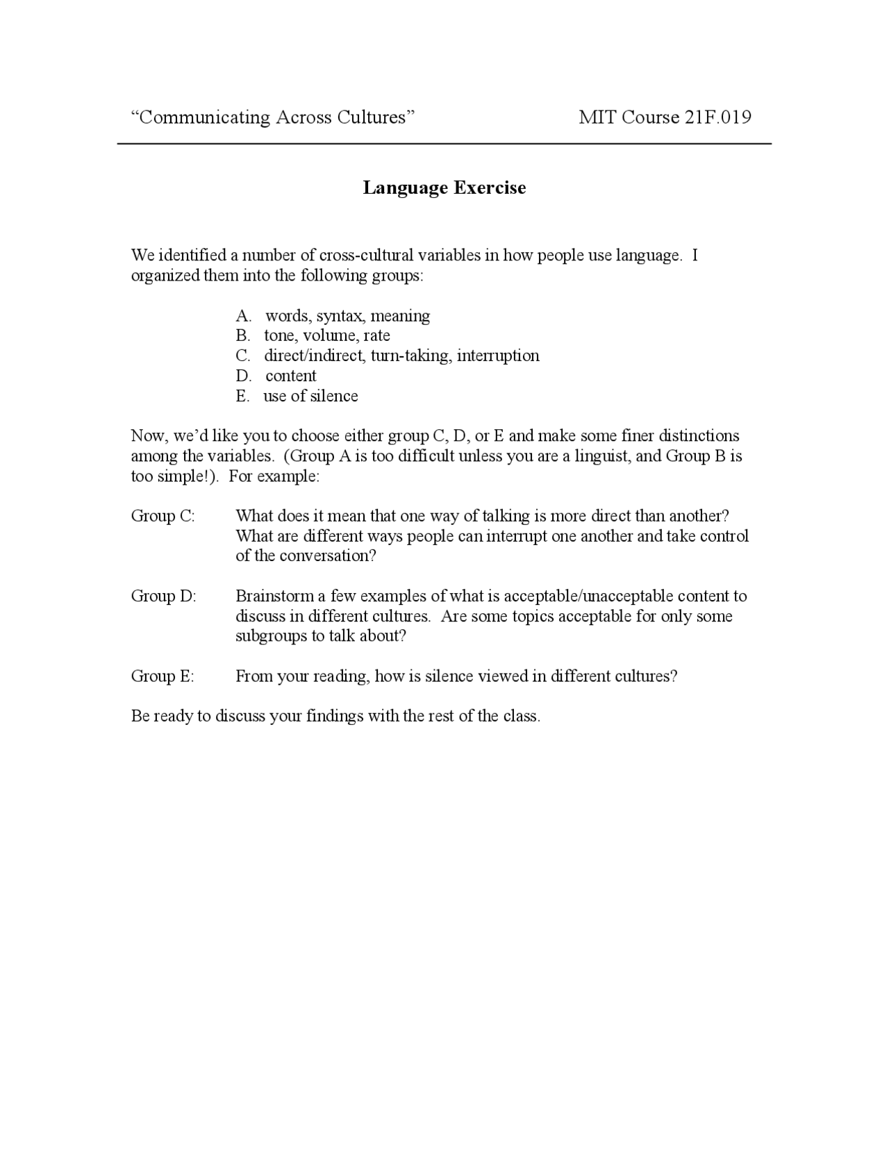 Communicating Across Cultures-Assignment 03-Foreign Literature ...