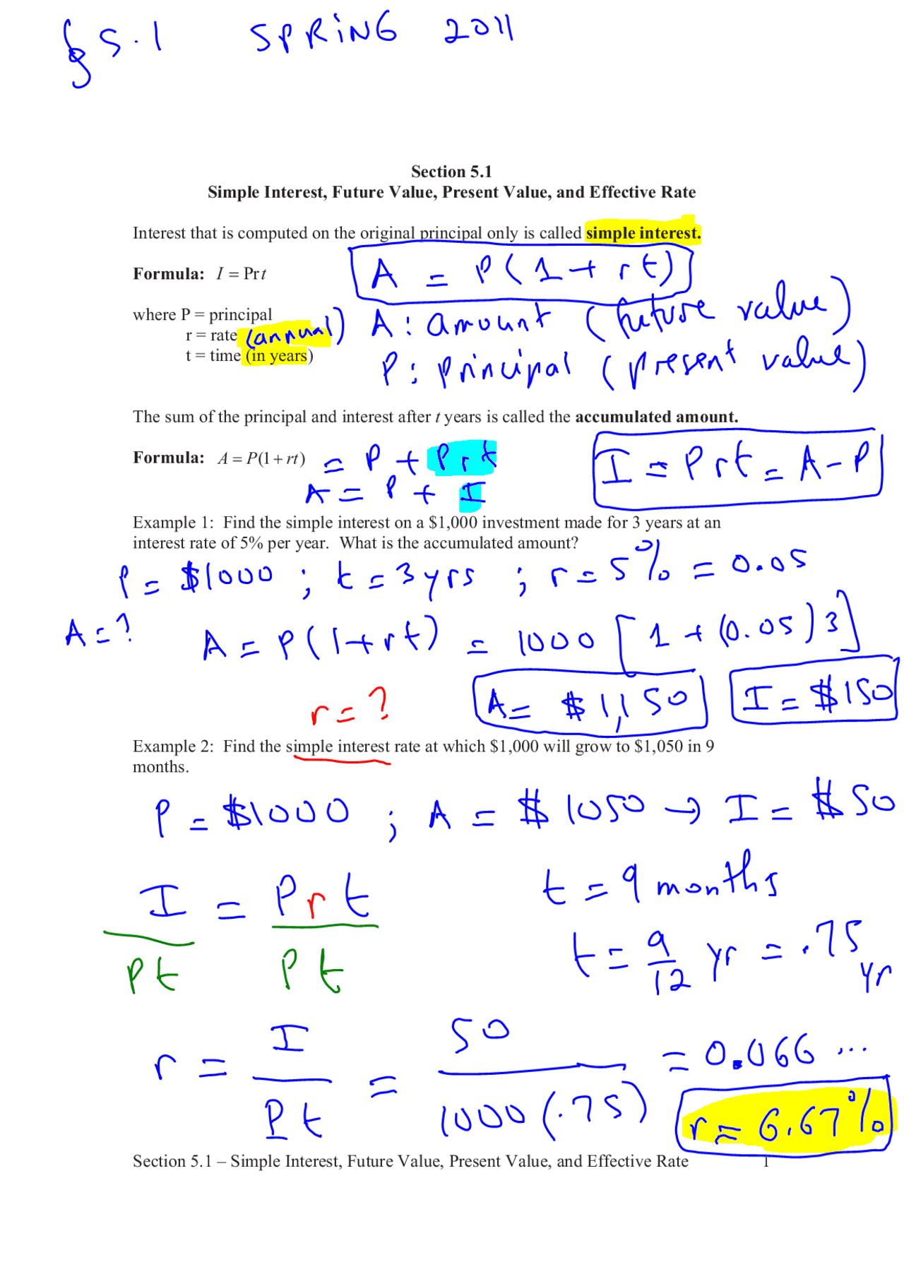 Section 51 Finite Math With Applications Math 1313 Docsity