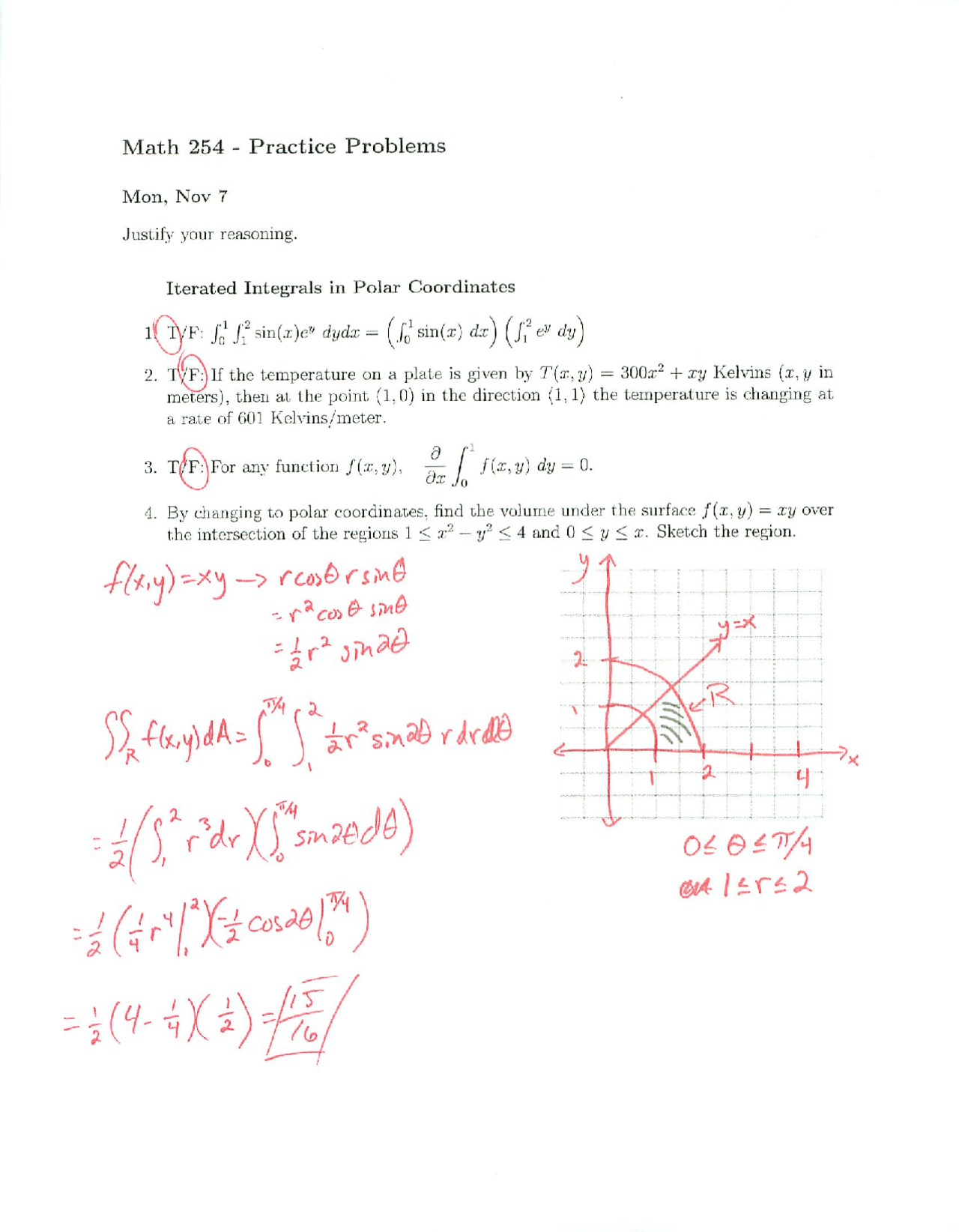 Solved Practice Problems Calculus Iv Mth 254 Docsity