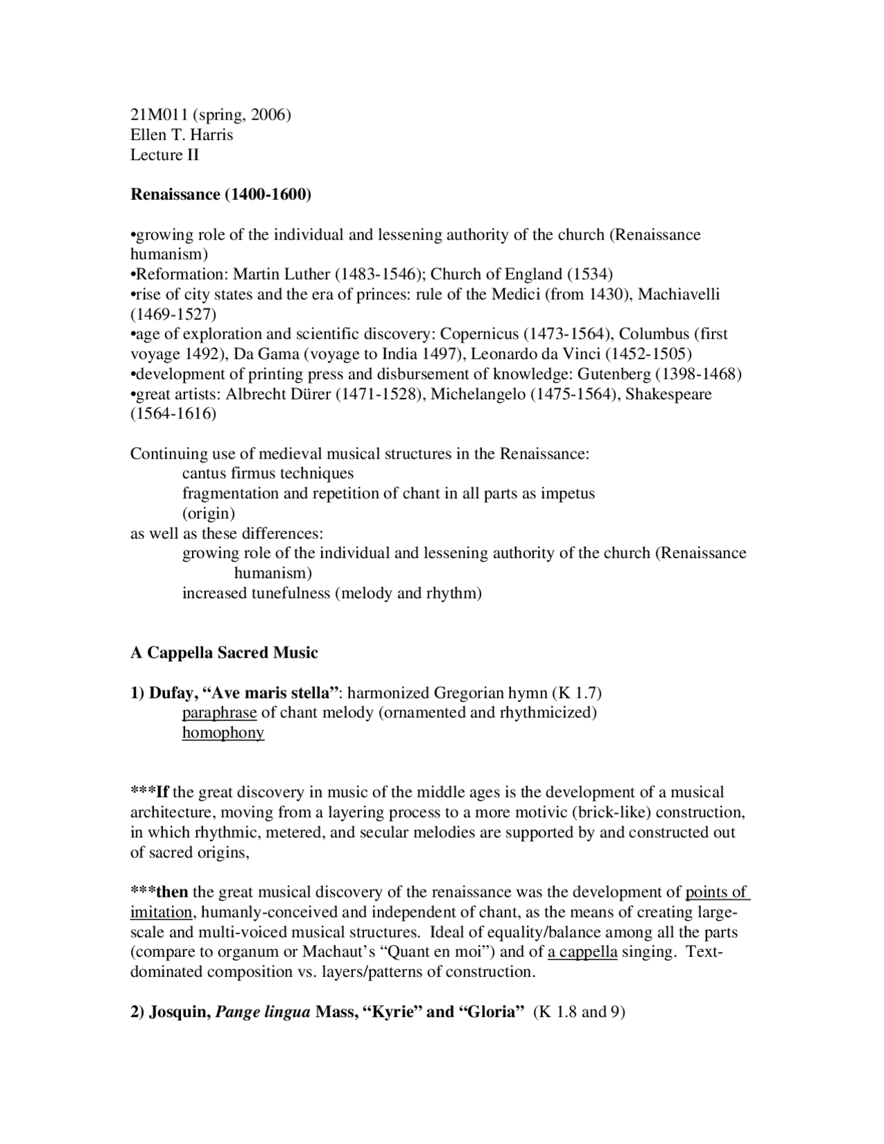 Introduction to Western Music-Lecture 02 Notes-Literature | Study notes ...