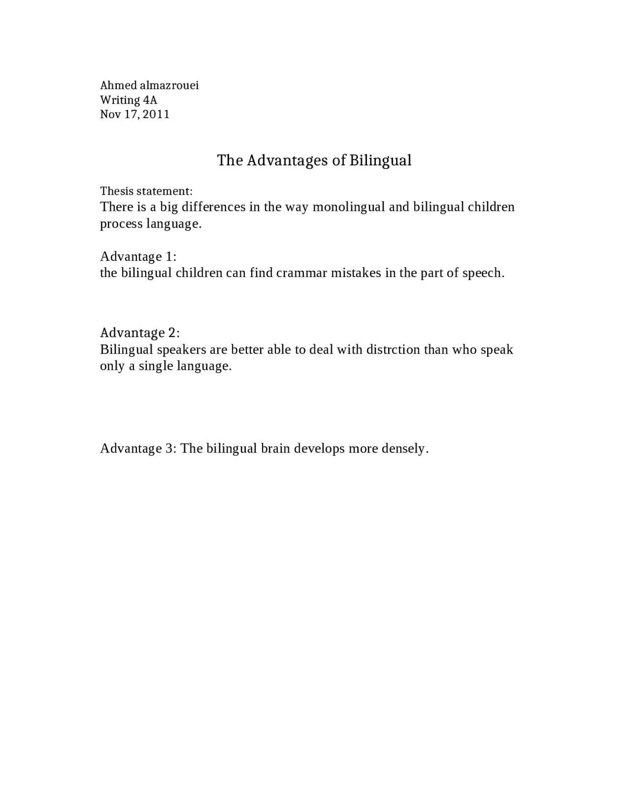 The Advantages of Bilingual | Digital Logic | ECE 1551 - Docsity