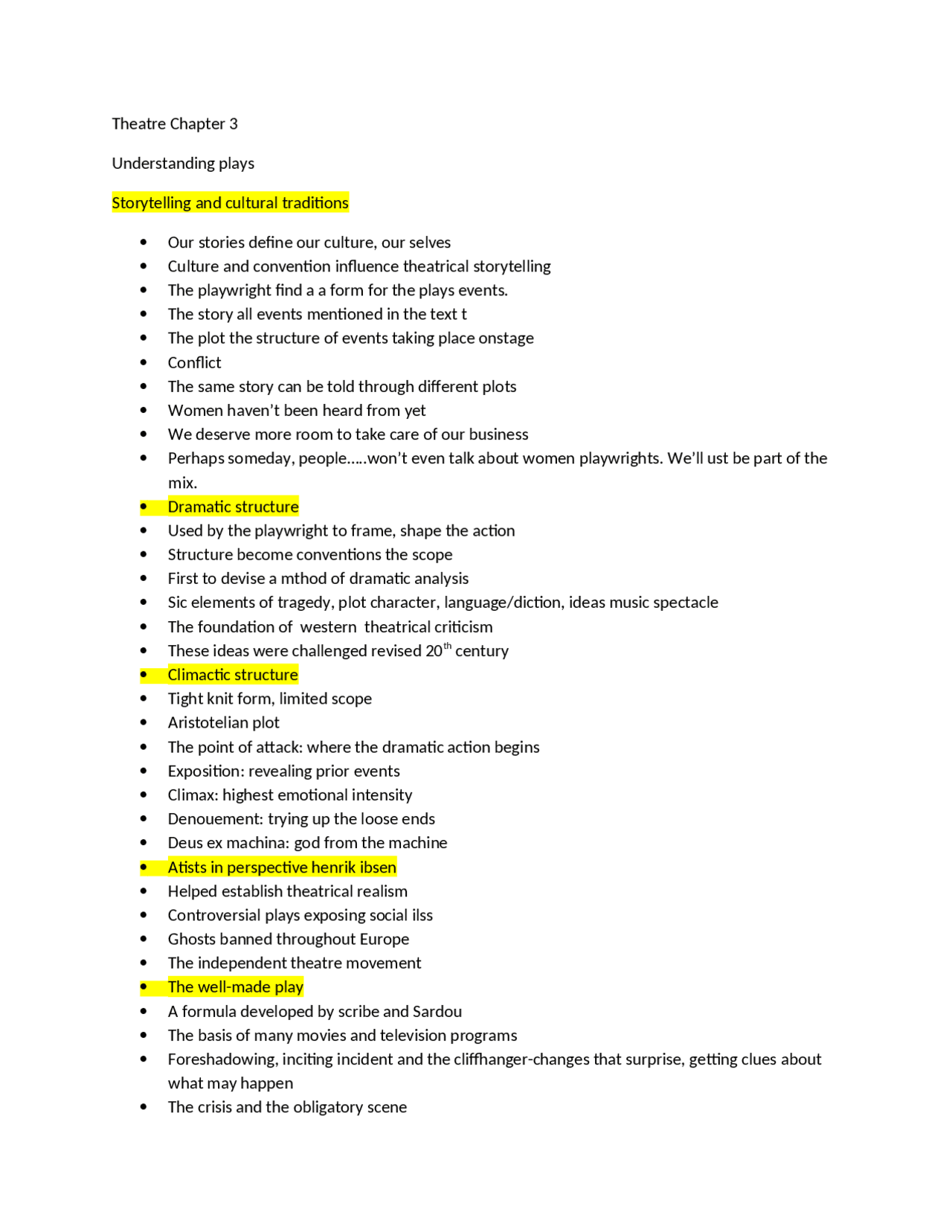 Storytelling and Cultural Tradition - Introduction to Theatre, Notes ...