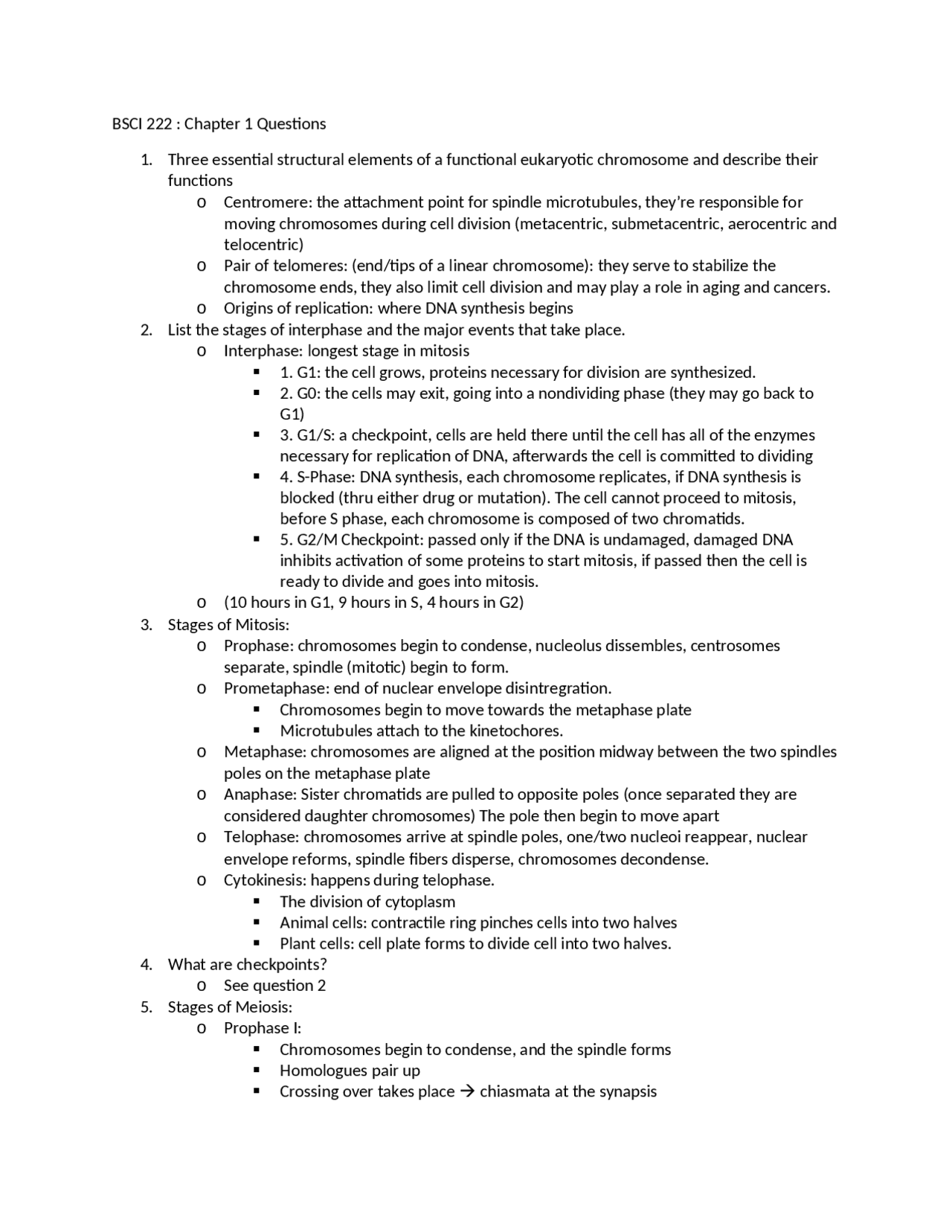 Lecture Notes For Exam One Review Principle Of Genetics Bsci 222