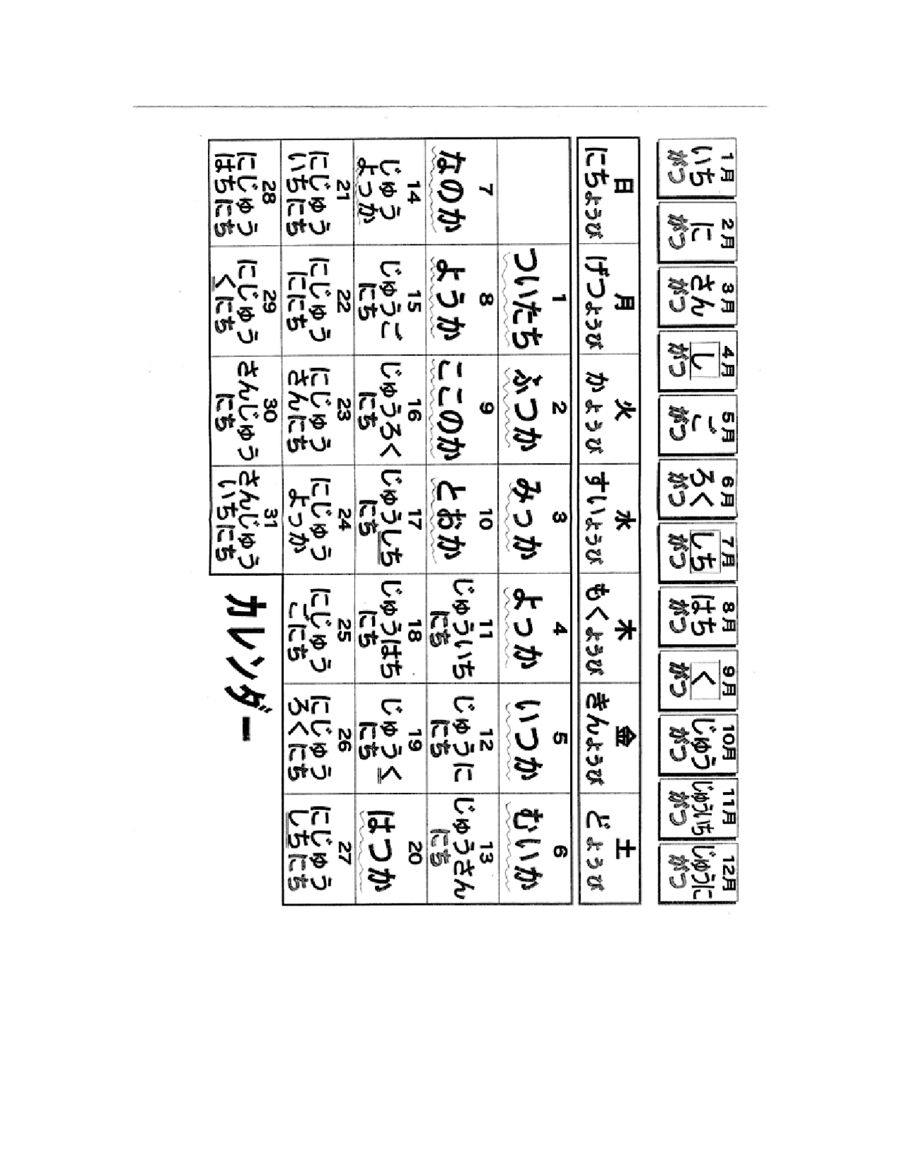 Introduction to Japanese II - Calendar | FLJ 1123 - Docsity