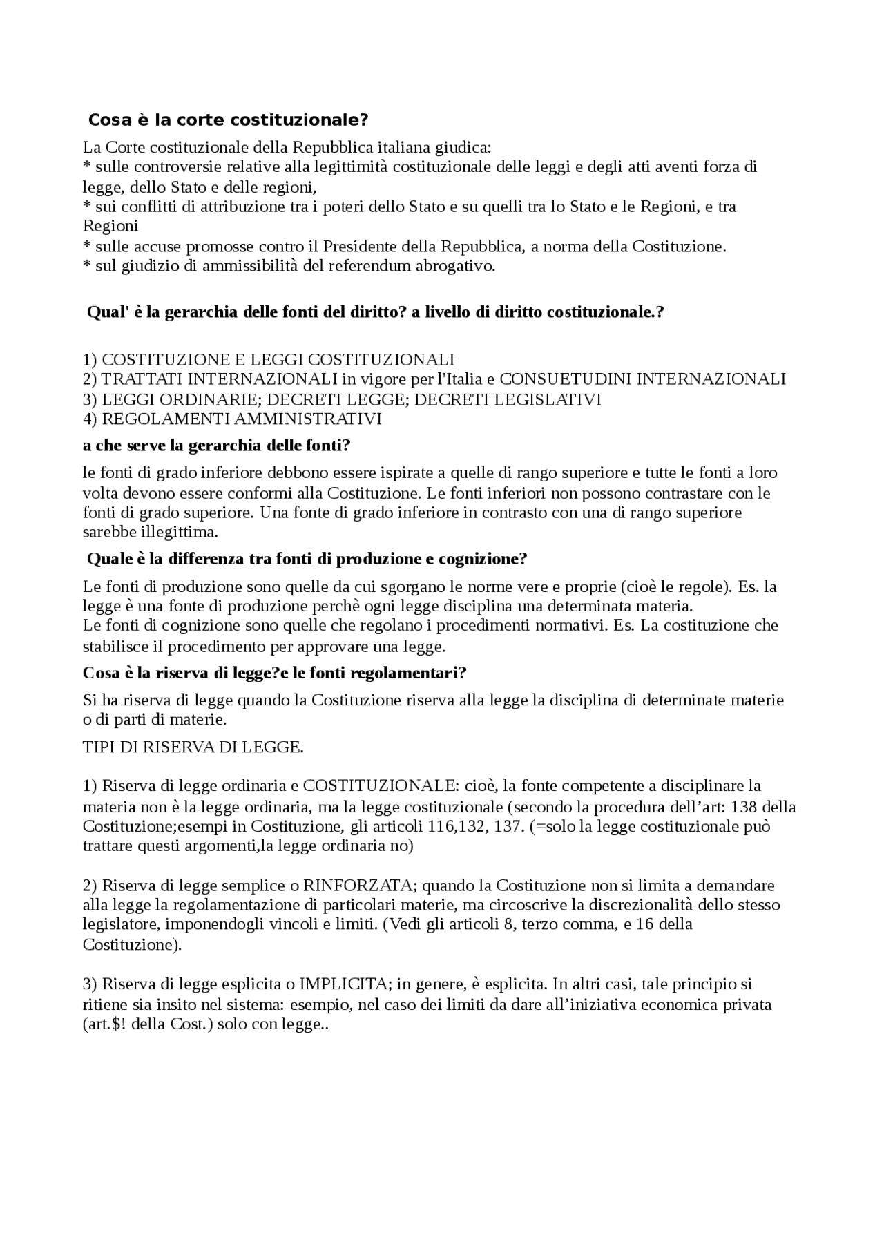 DOMANDE E RISPOSTE DI DIRITTO COSTITUZIONALE | Prove d'esame di Diritto Costituzionale | Docsity