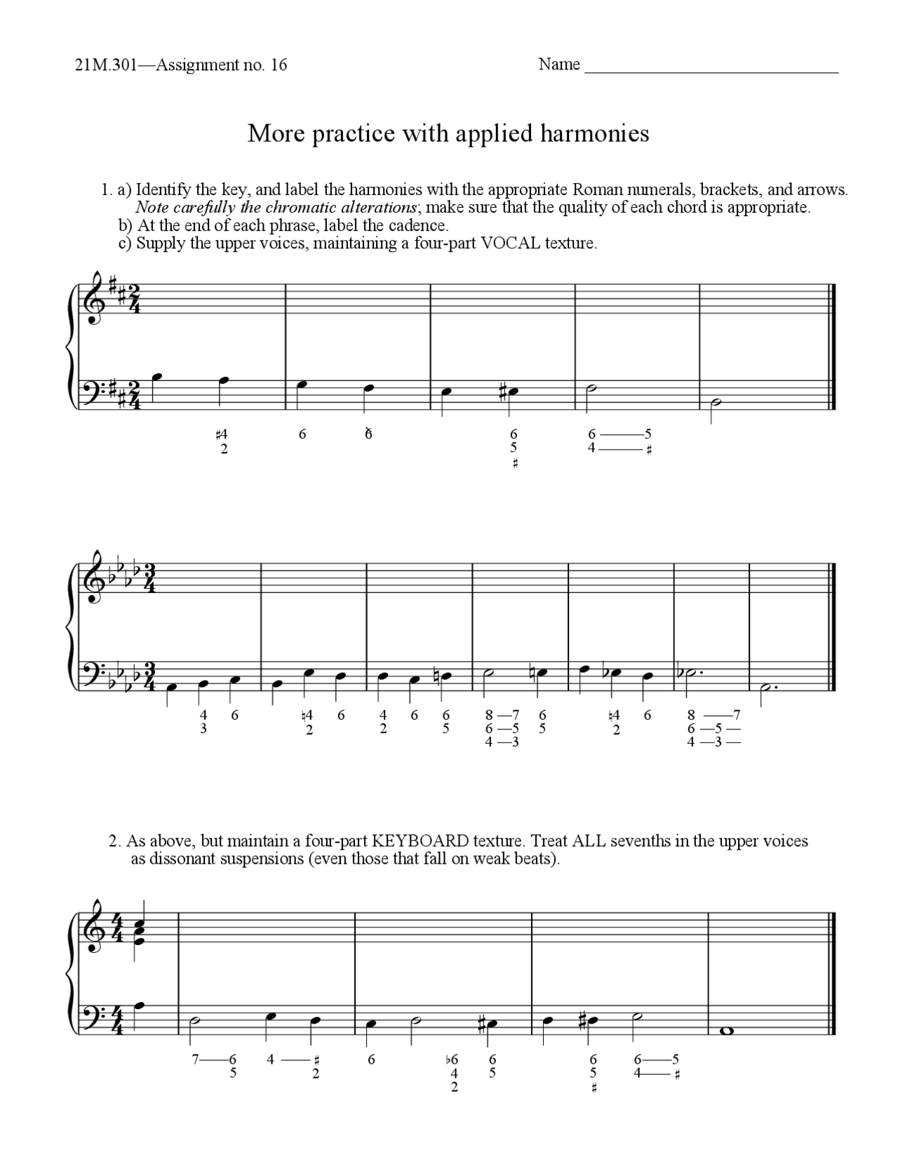 Music Assignment: Identifying Harmonies and Cadences in Sheet Music ...