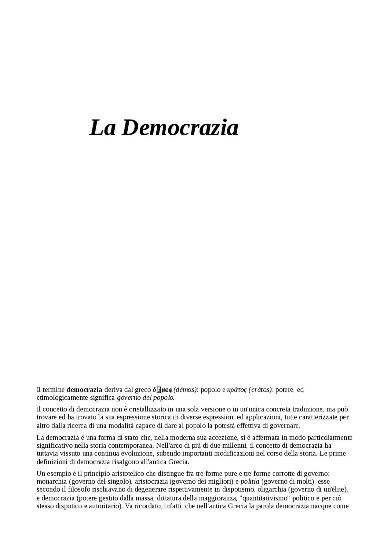Democrazia Docsity
