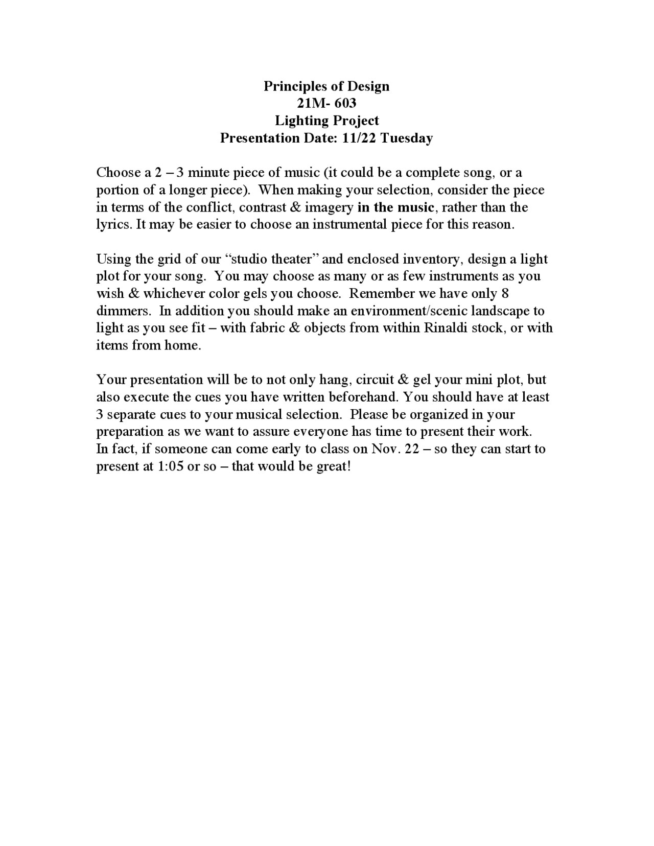 Principles of Design For Theater-Assignment 05-Music and Theater Arts ...