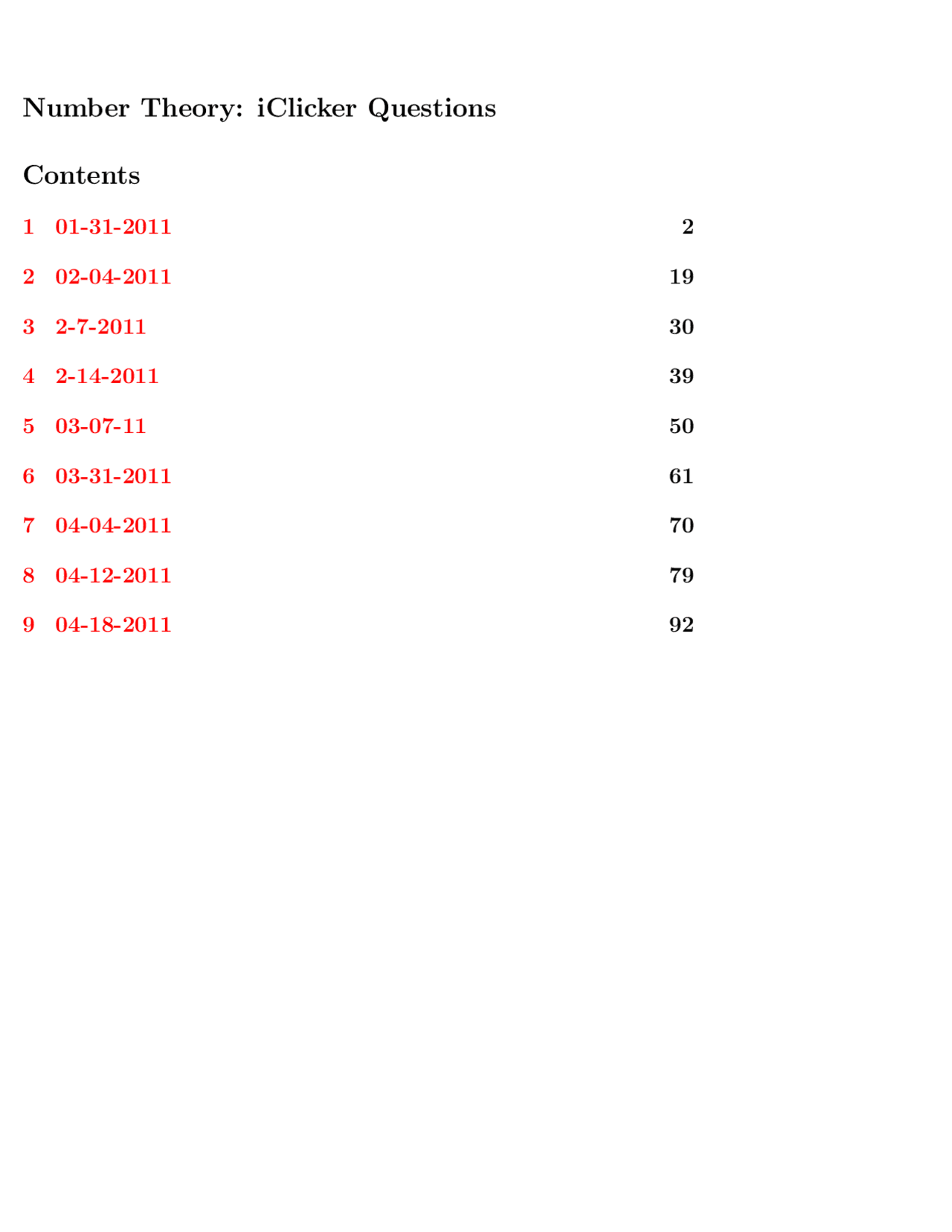 Number Theory Quiz Questions Math 4020 Docsity