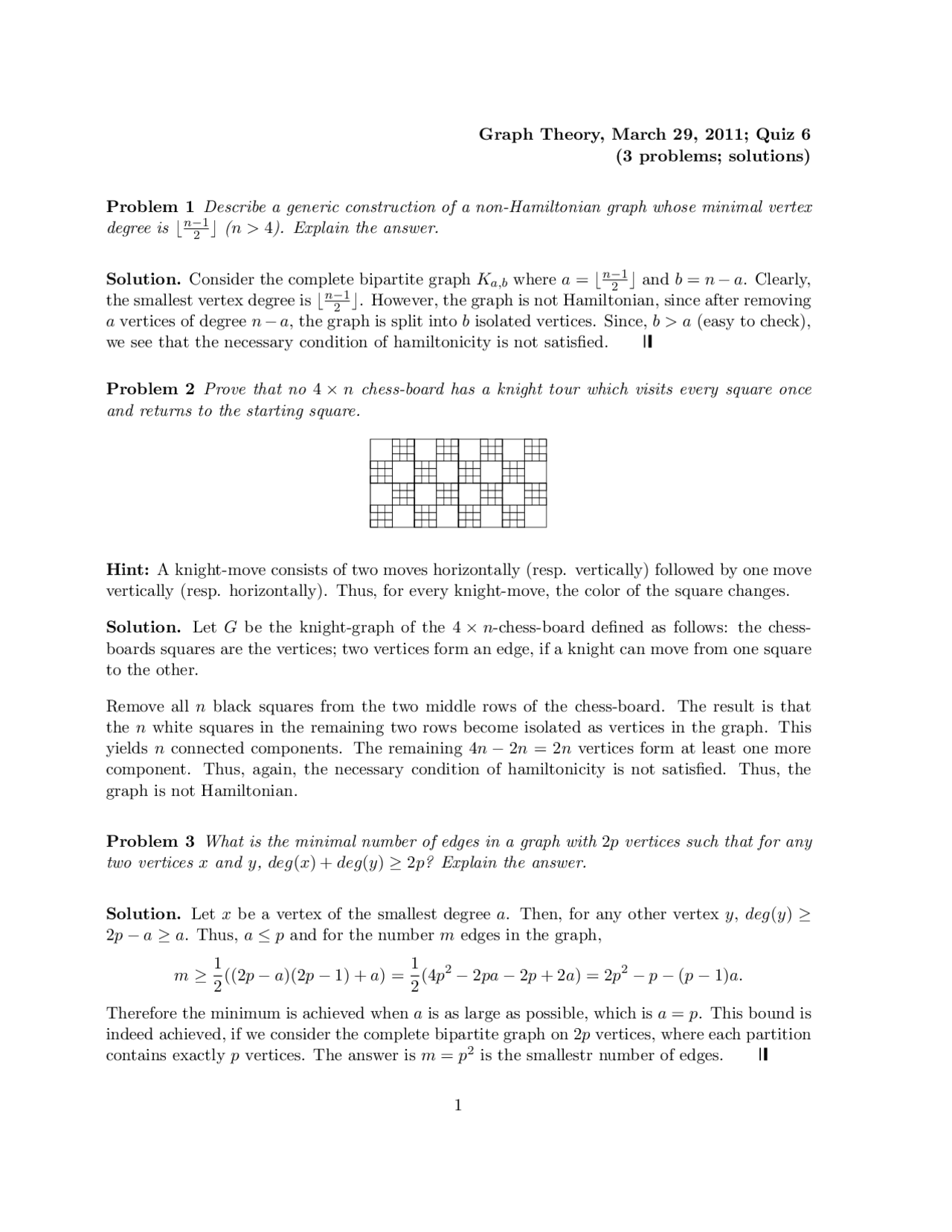 Practice Quiz 6 on Graph Theory with Resolution | MATH 4150 - Docsity