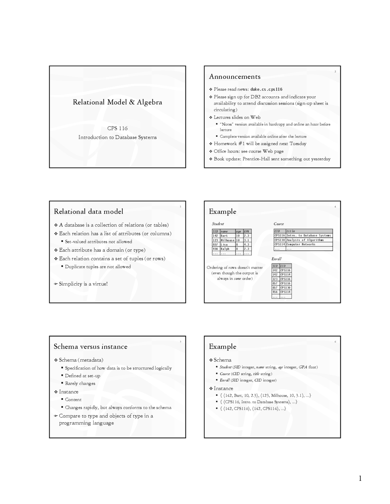 Introduction To Database Systems Lecture 02 Slides Computer Science Diapositivas Introducción