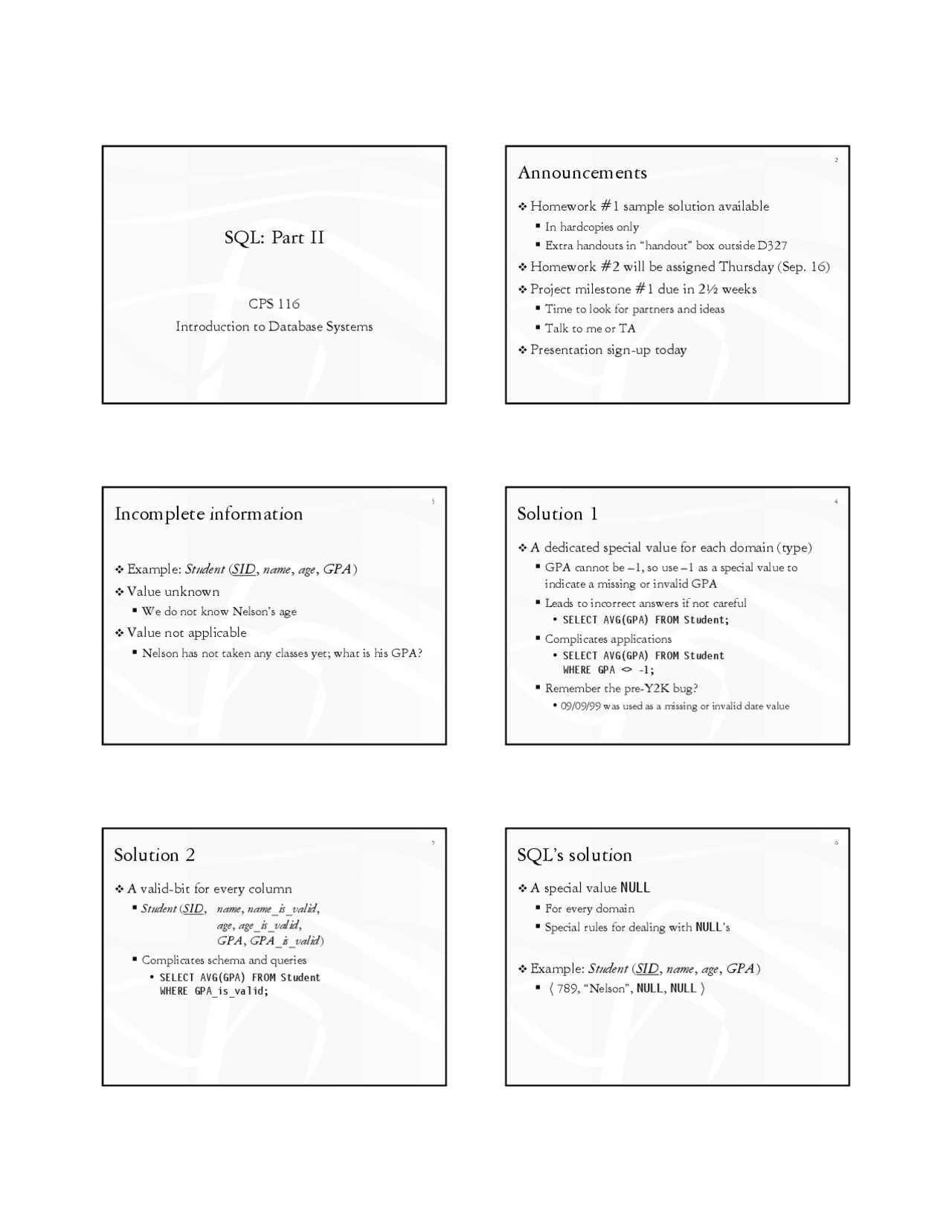 Introduction To Database Systems Lecture 07 Slides Computer Science