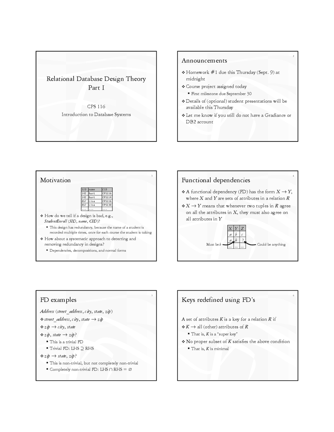 Introduction To Database Systems Lecture 05 Slides Computer Science