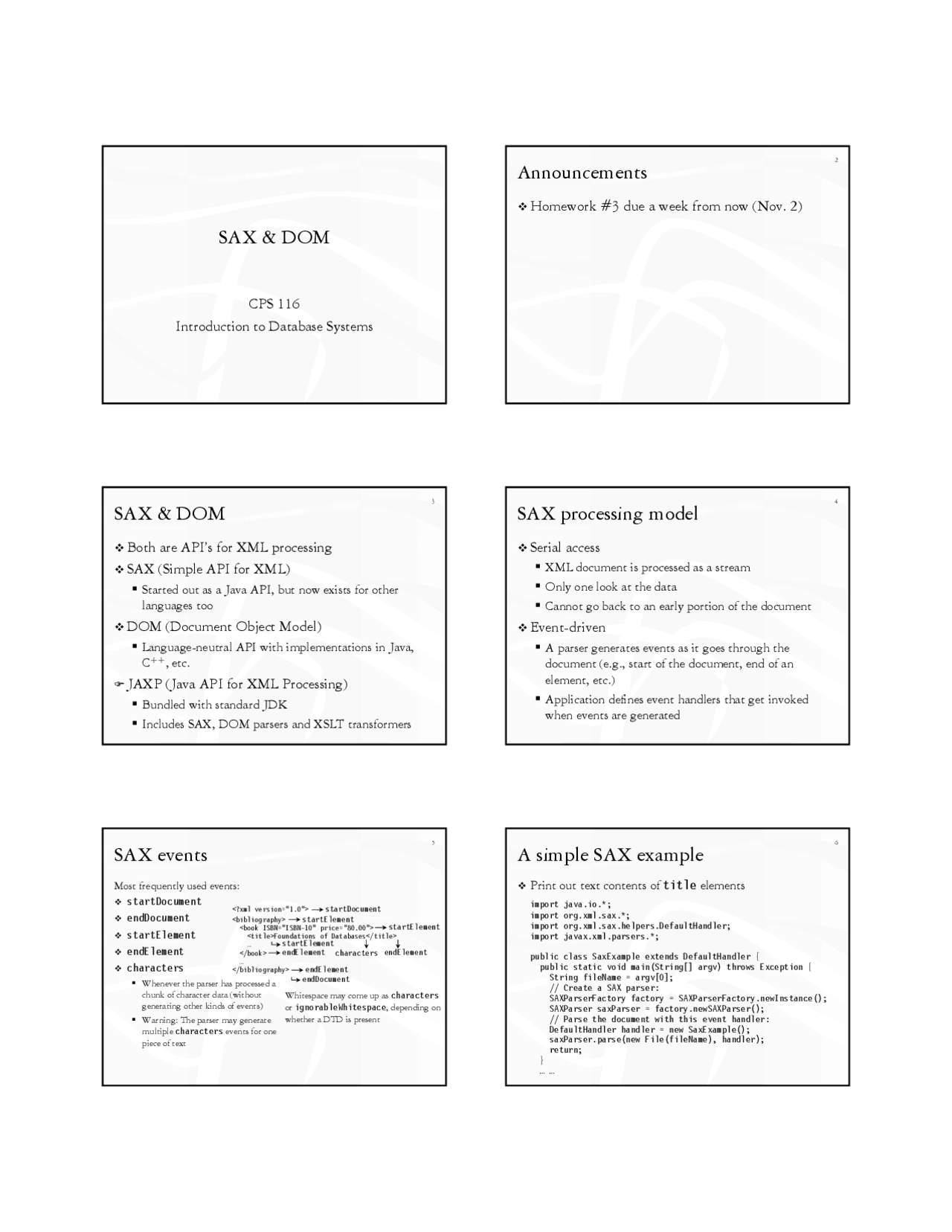 Introduction To Database Systems Lecture 17 Slides Computer Science