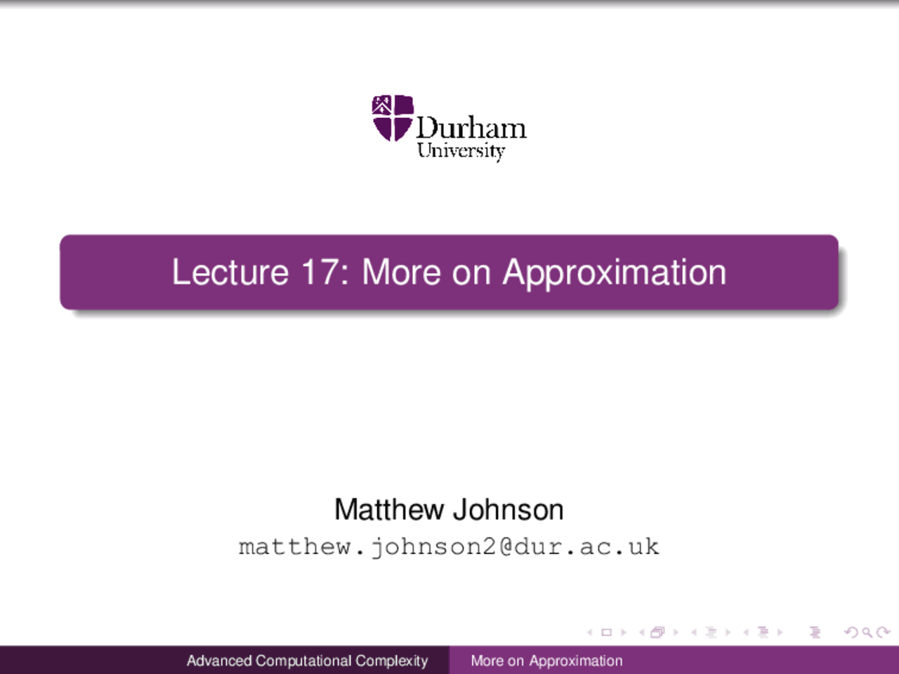 Advanced Computational Complexity Lecture 17 Slides Computer Science Docsity