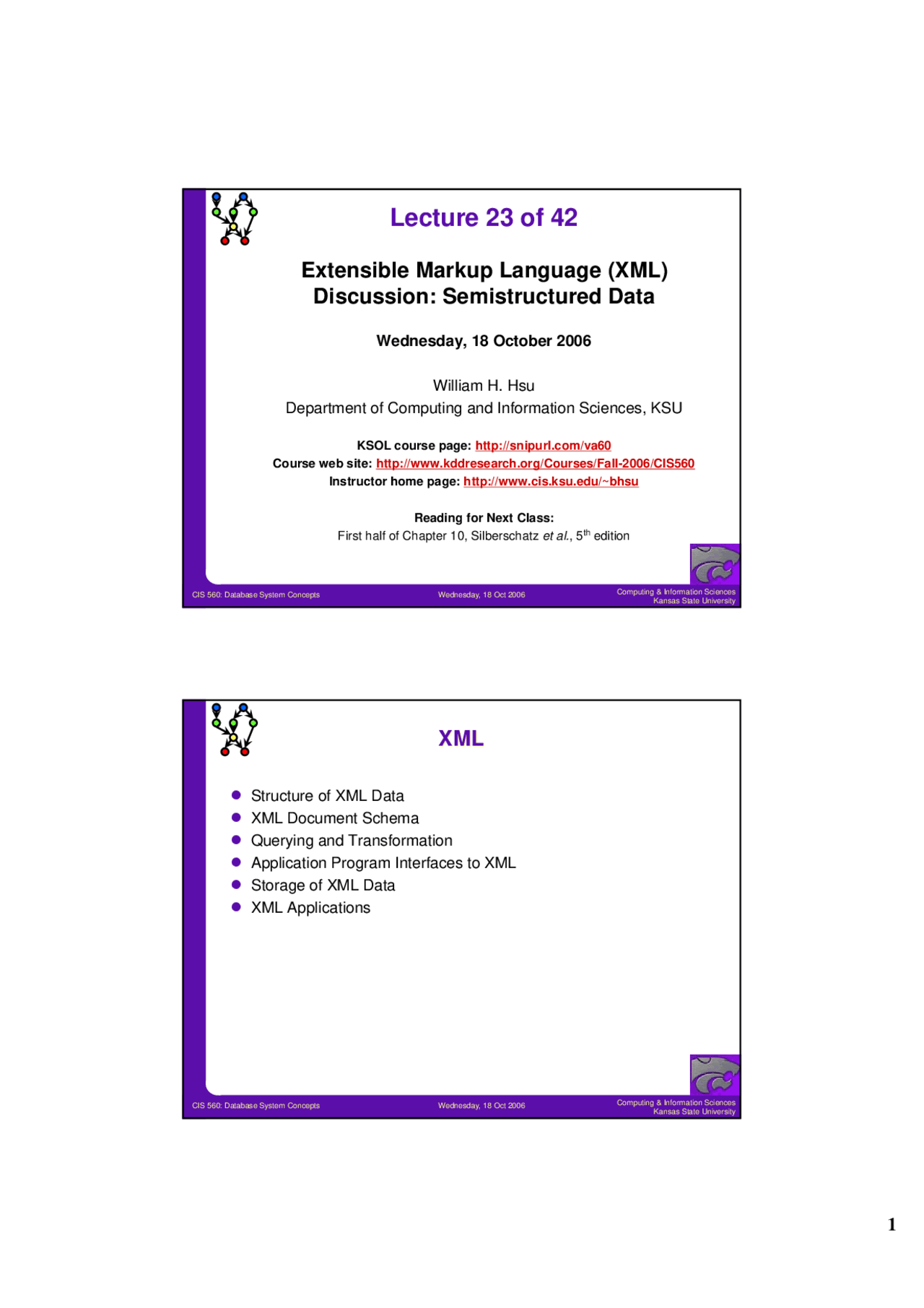 Extensible Markup Language Database System Concepts Lecture 21 Slides 4812