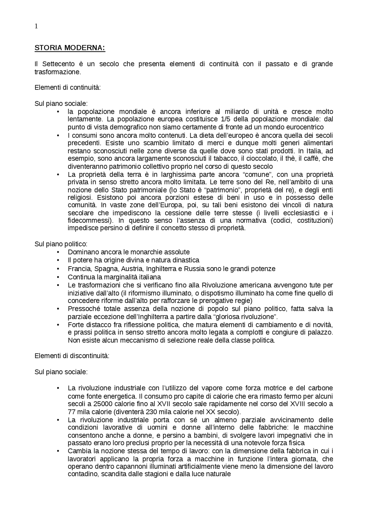 Appunti Di Storia Moderna Docsity