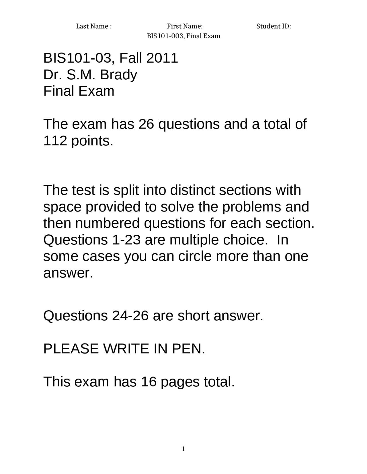 Solved Questions On Gene And Gene Expressions Exam Bis 101 Docsity
