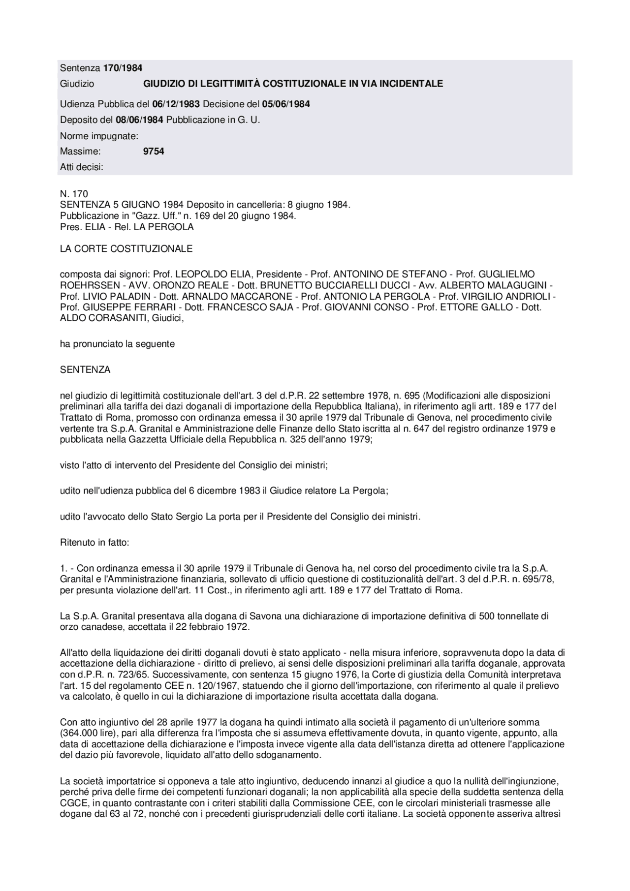 Corte Cost Granital Docsity