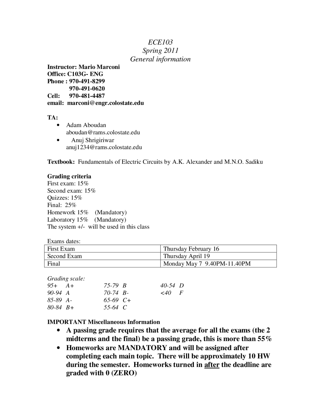 General Informations Dc Circuit Analysis Lecture Notes Ece 103
