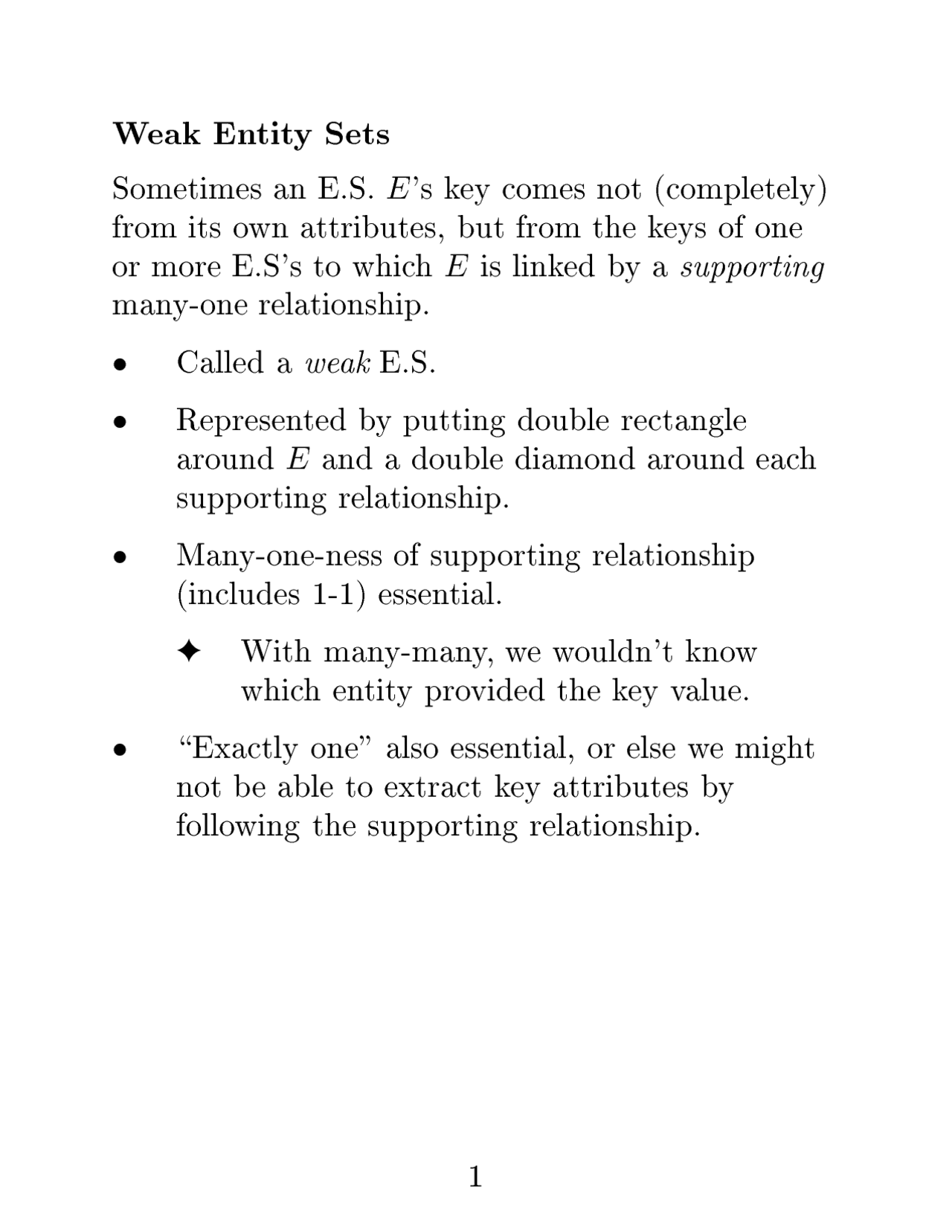 Weak Entity Sets-Database systems-Lecture 02 Slides-Computer Science - Docsity