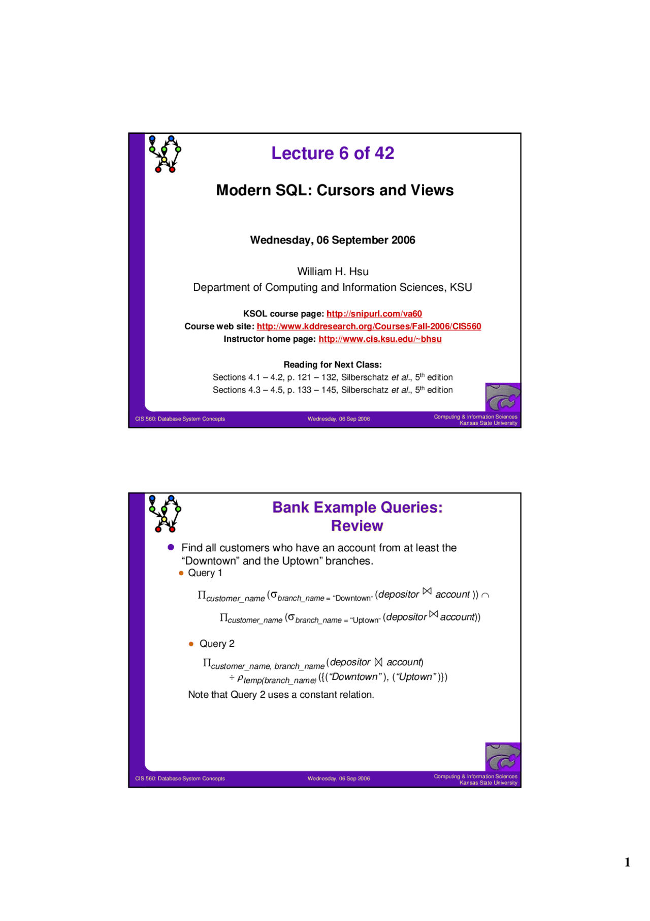 Modern Sql Database System Concepts Lecture 06 Slides Computer Science 7779