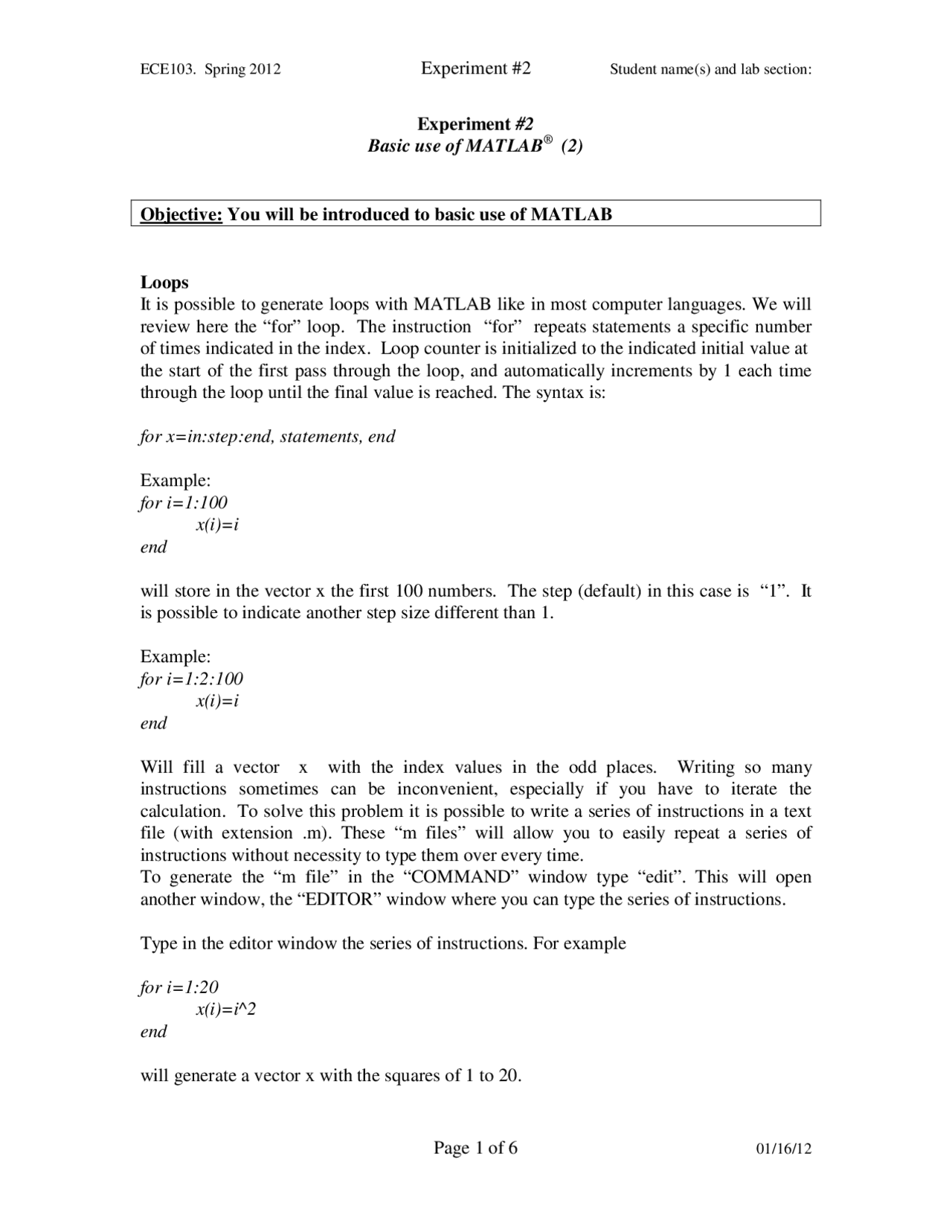 Basic Use Of Matlab Experiment 2 Dc Circuit Analysis Ece 103