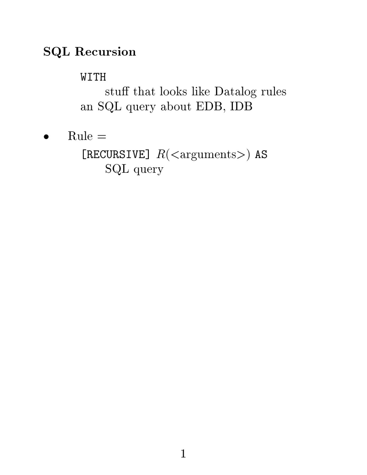 Sql Recursion Database Systems Lecture 15 Slides Computer Science Docsity 3205