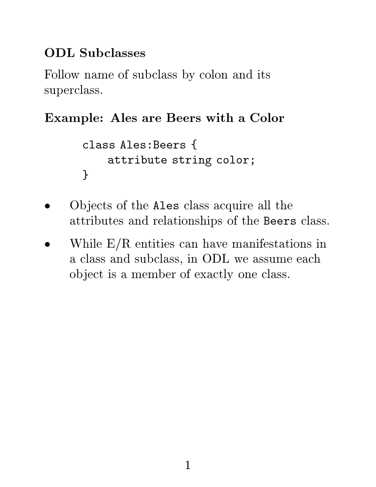 ODL Subclasses-Database systems-Lecture 16 Slides-Computer Science ...