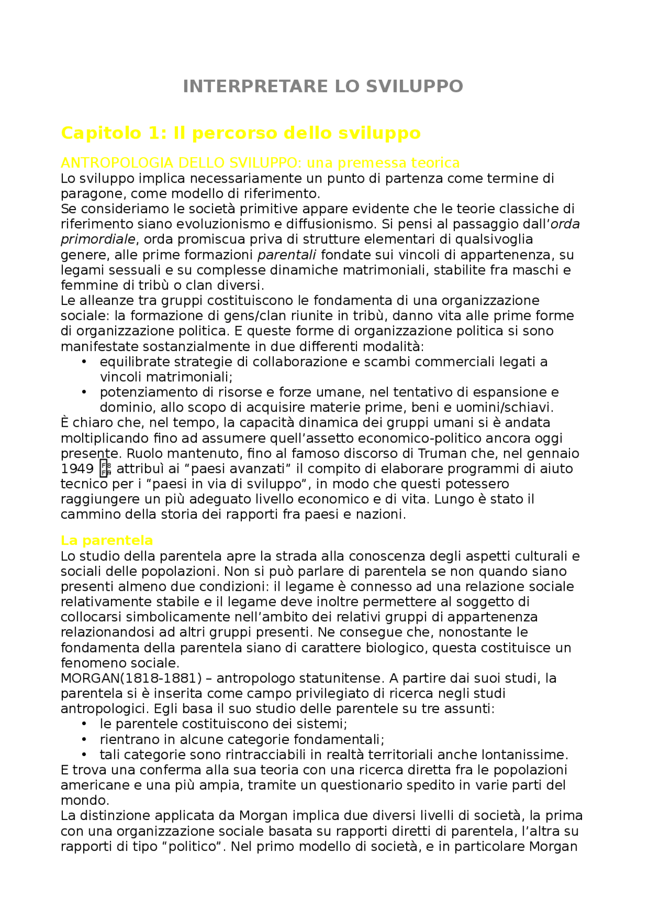 Interpretare Lo Sviluppo Docsity
