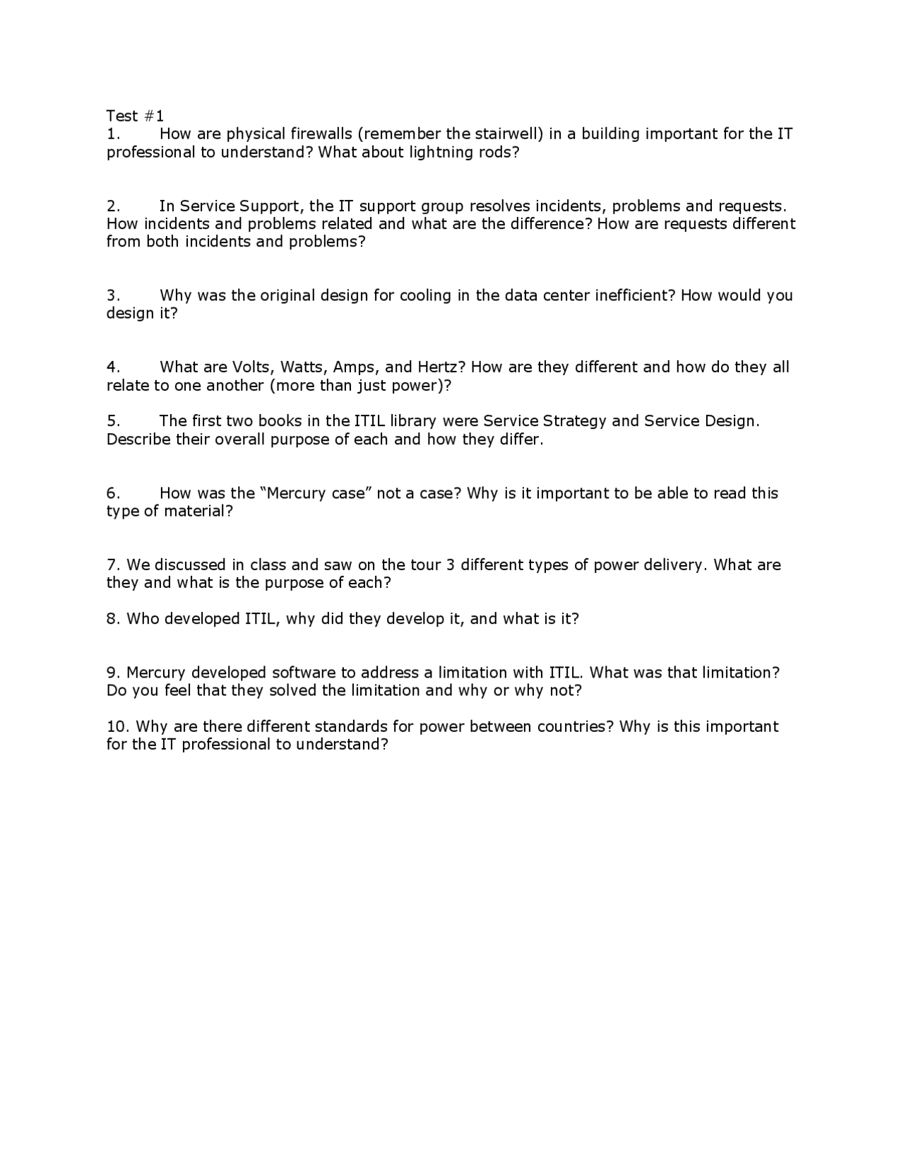 Test 1 Questions It Infrastructure It 2333 Docsity
