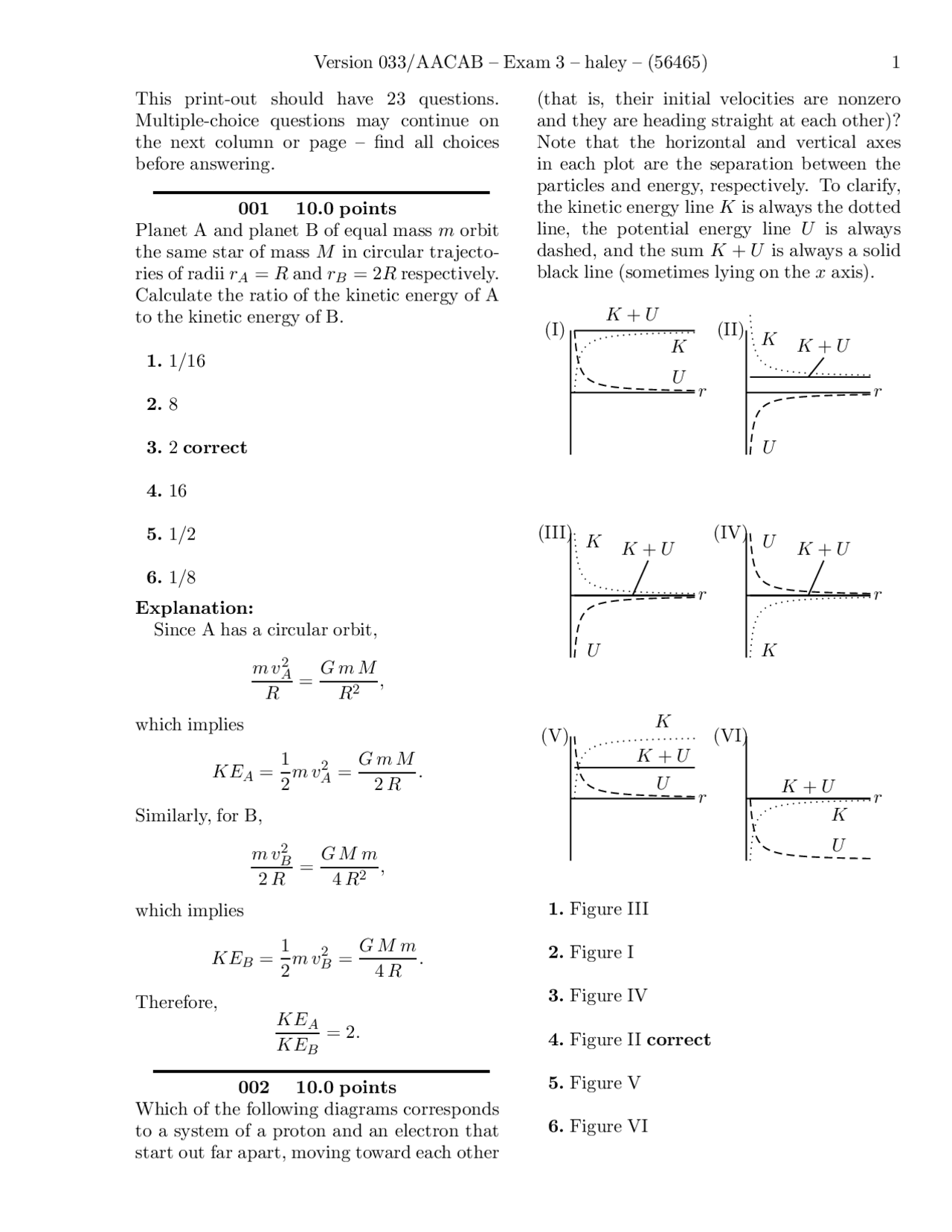 Exam 3 Questions On Engineering Physics I With Correct Answers Phy
