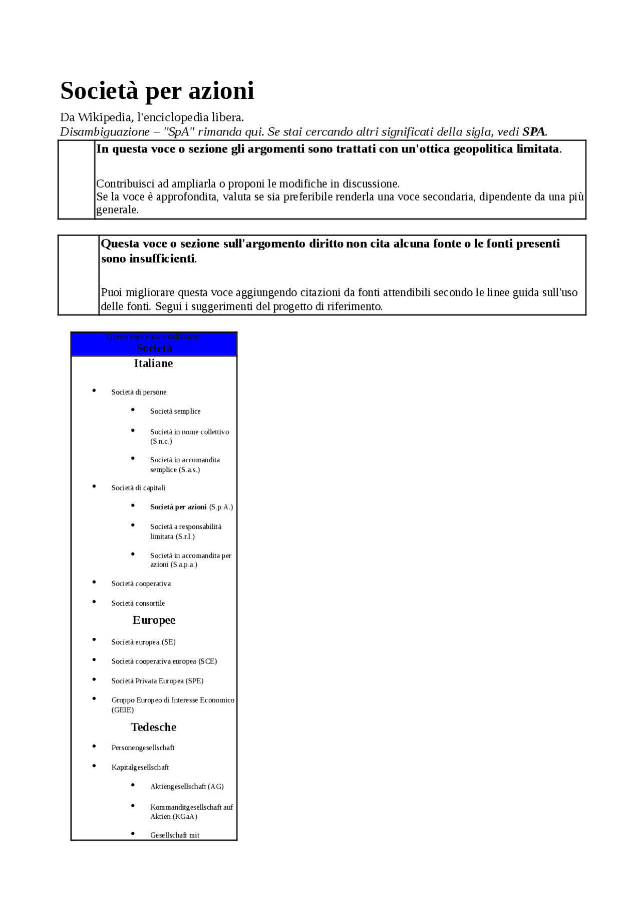 Società Per Azioni Docsity