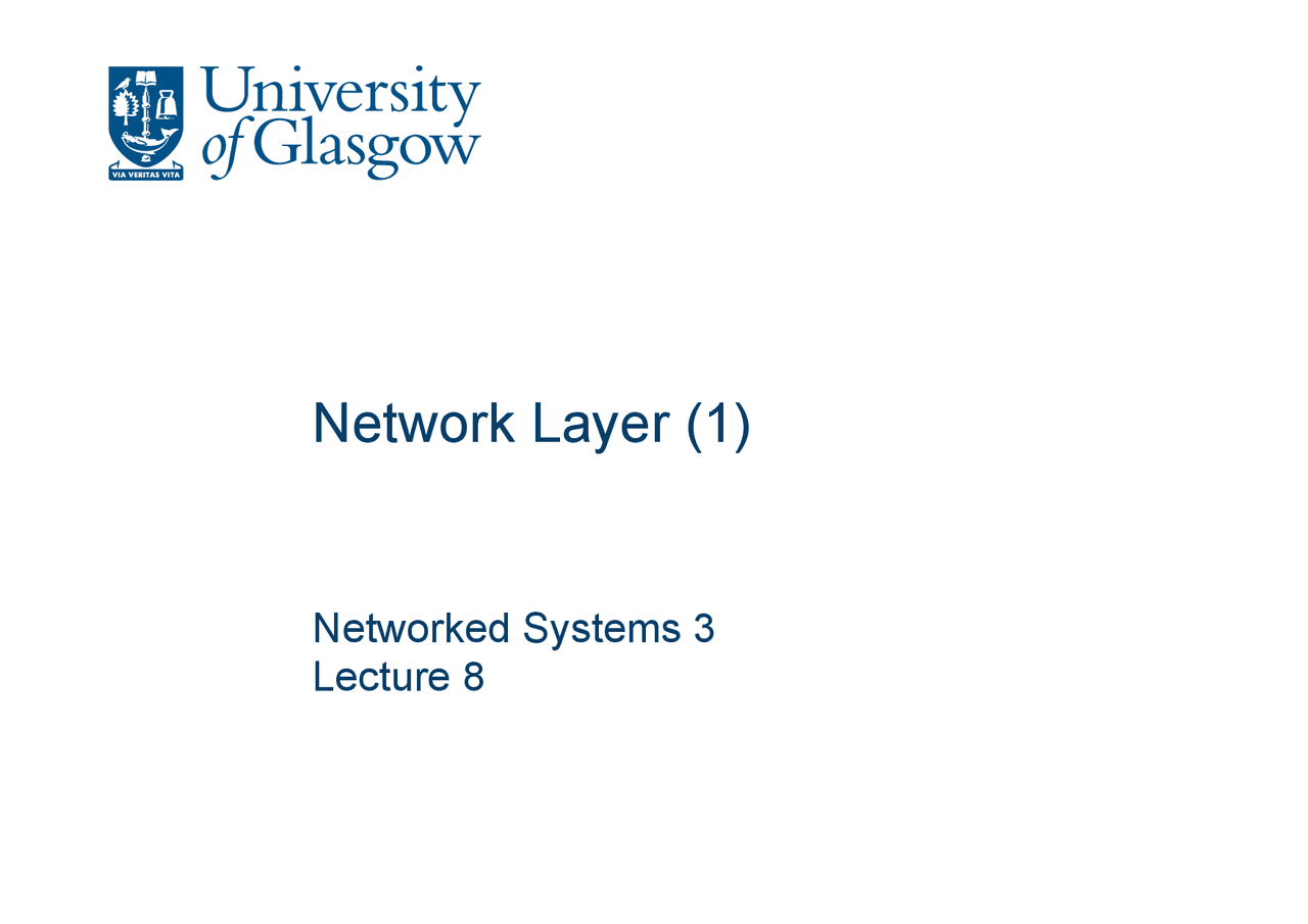 Network Layer Introduction To Networks Lecture 08 Slides Computer