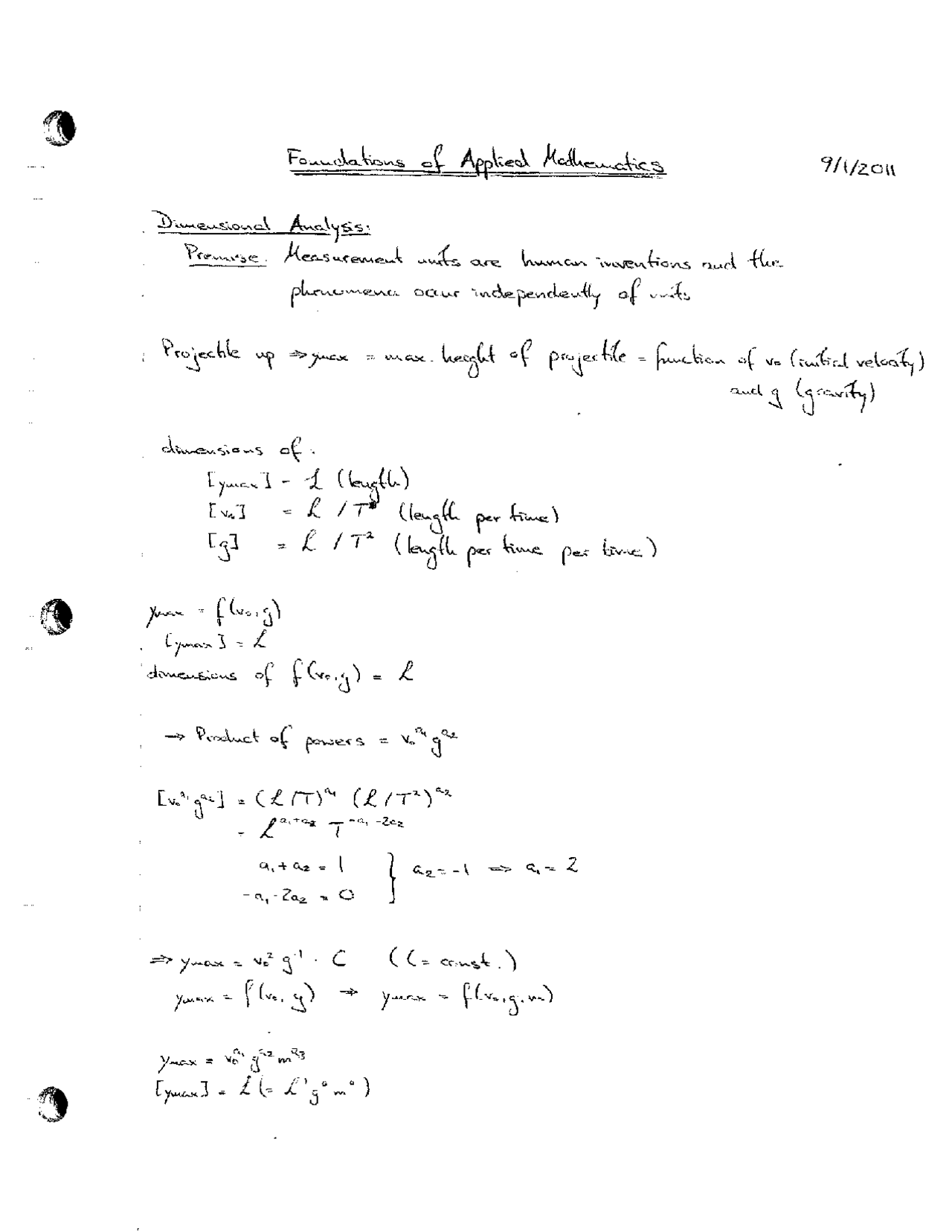 Foundations of Applied Mathematics - Handwritten Notes | MATH 4700 ...