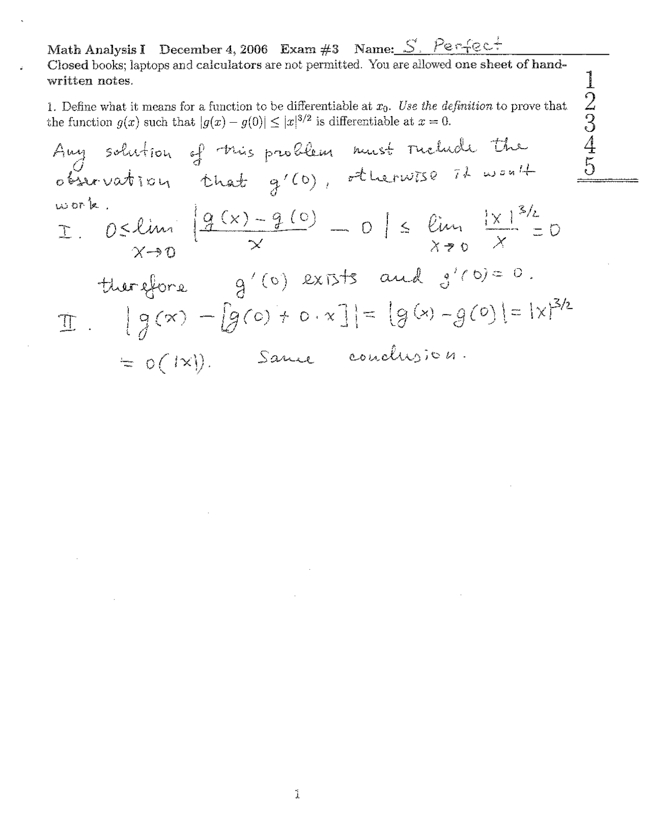 Solutions To Exam 3 For Mathematical Analysis I Math 4200 Docsity