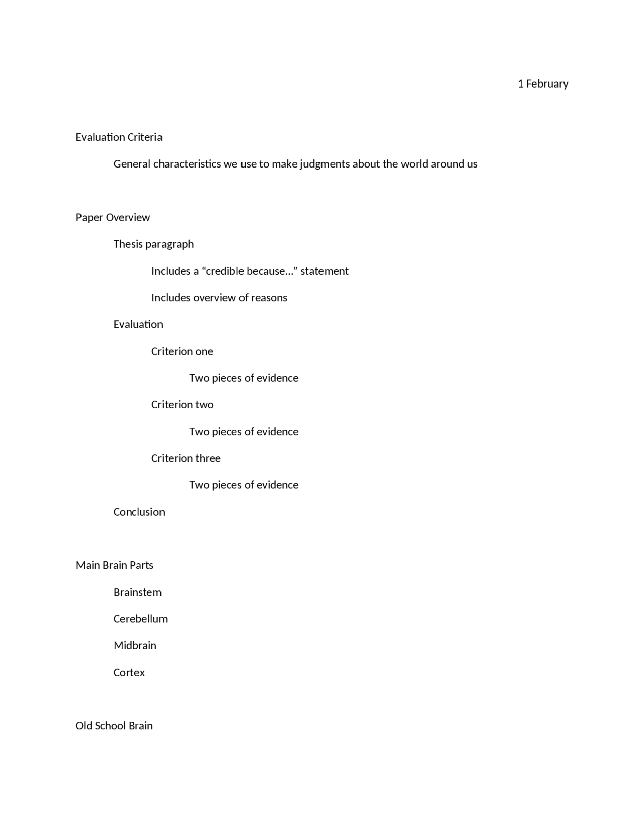 Evaluation Criteria Lecture Notes Psy 100 Docsity