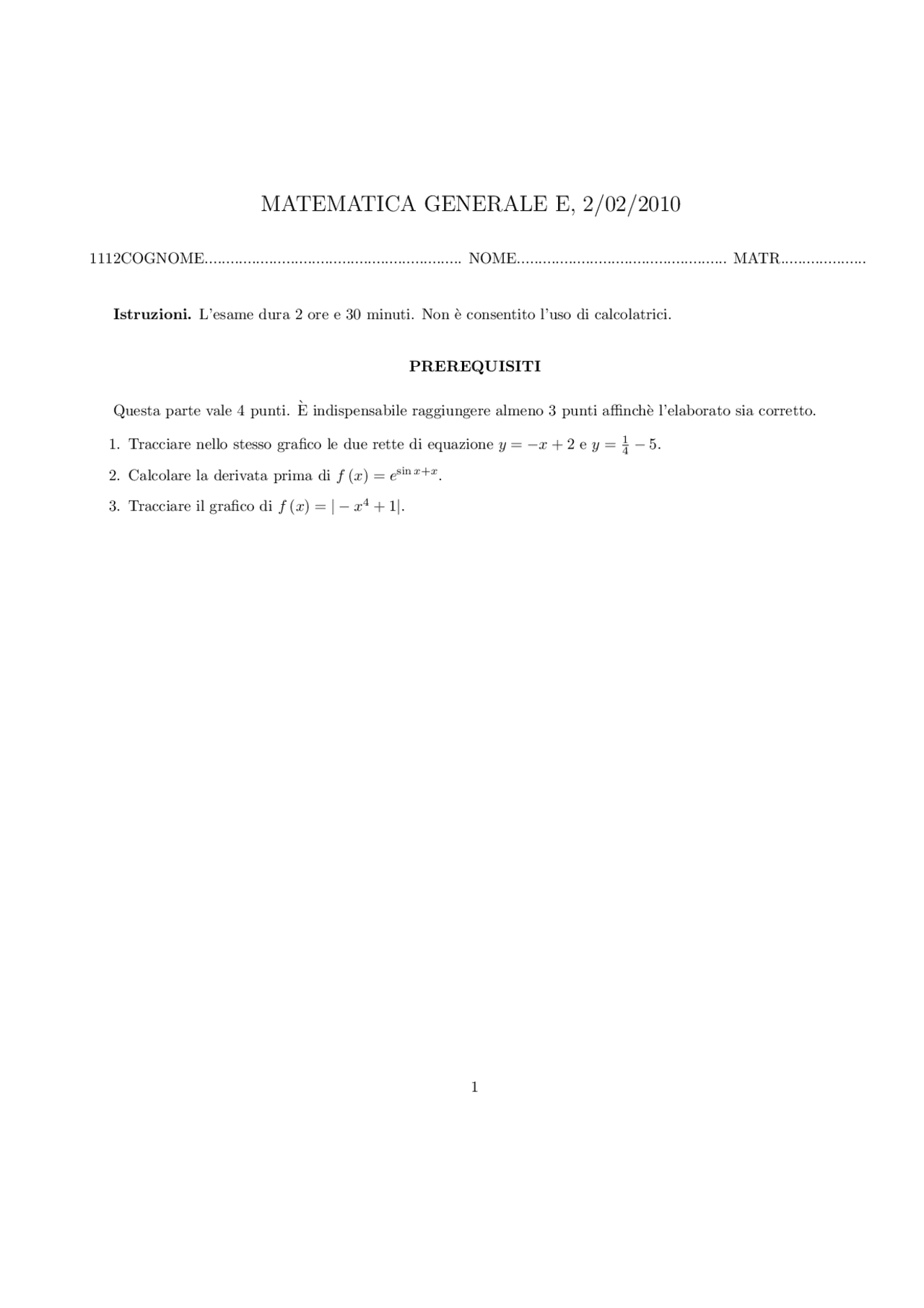 Esame Matematica 2 2 10 Docsity