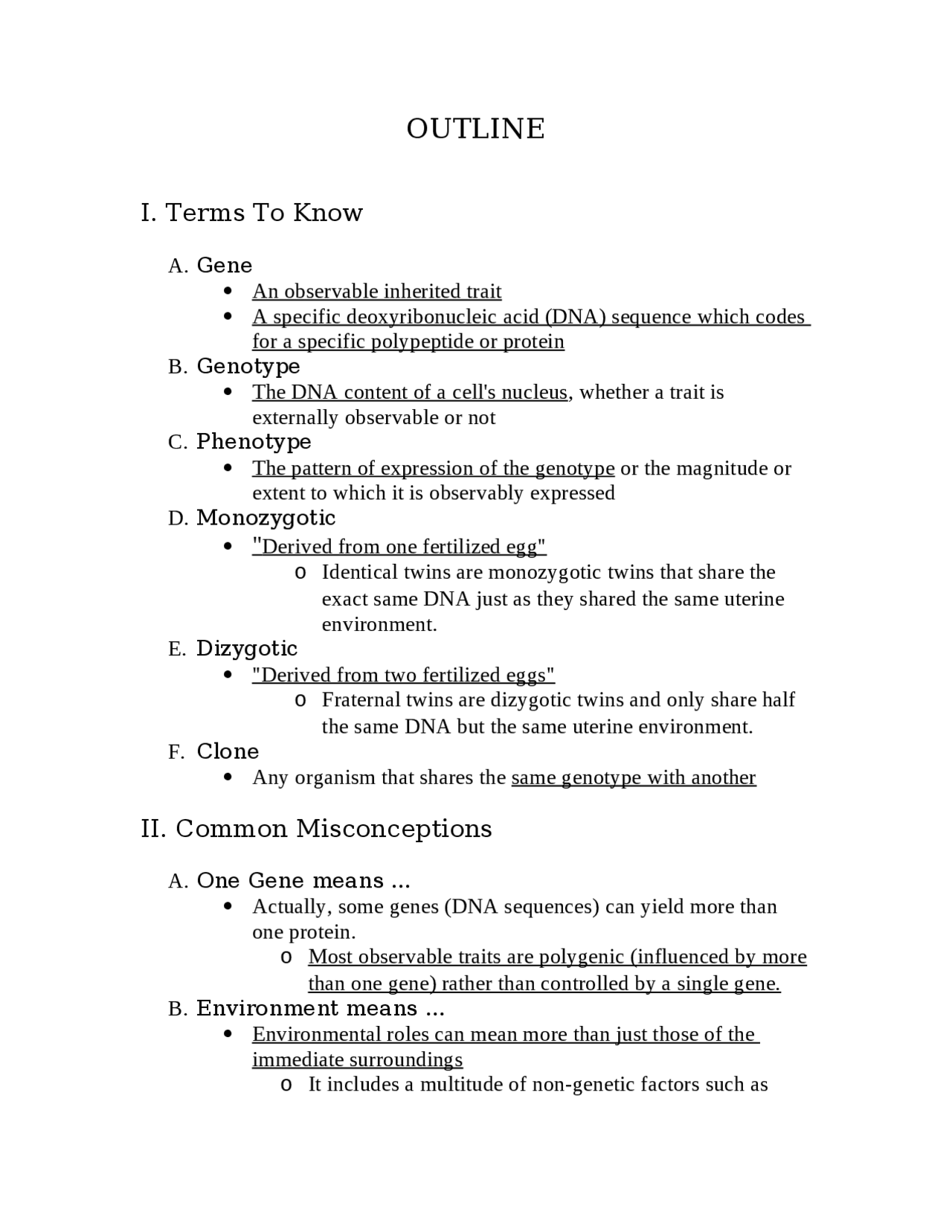 Genetics And Behavior Introduction To Psychology Psy 301 Docsity